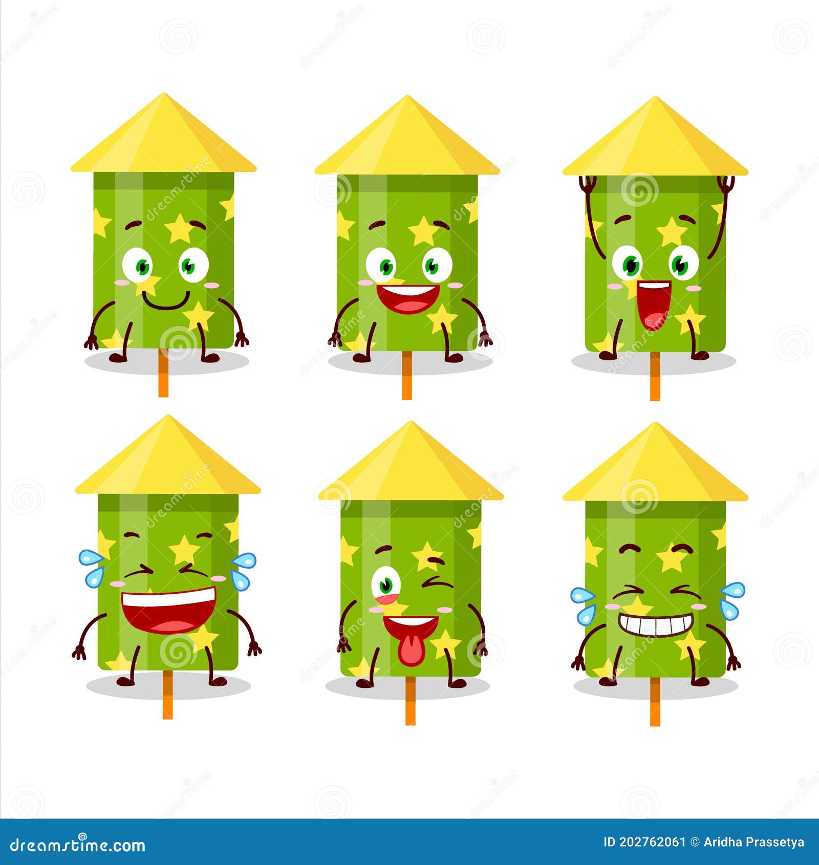 Cartoon Character of Green Firecracker with Smile Expression Stock ...