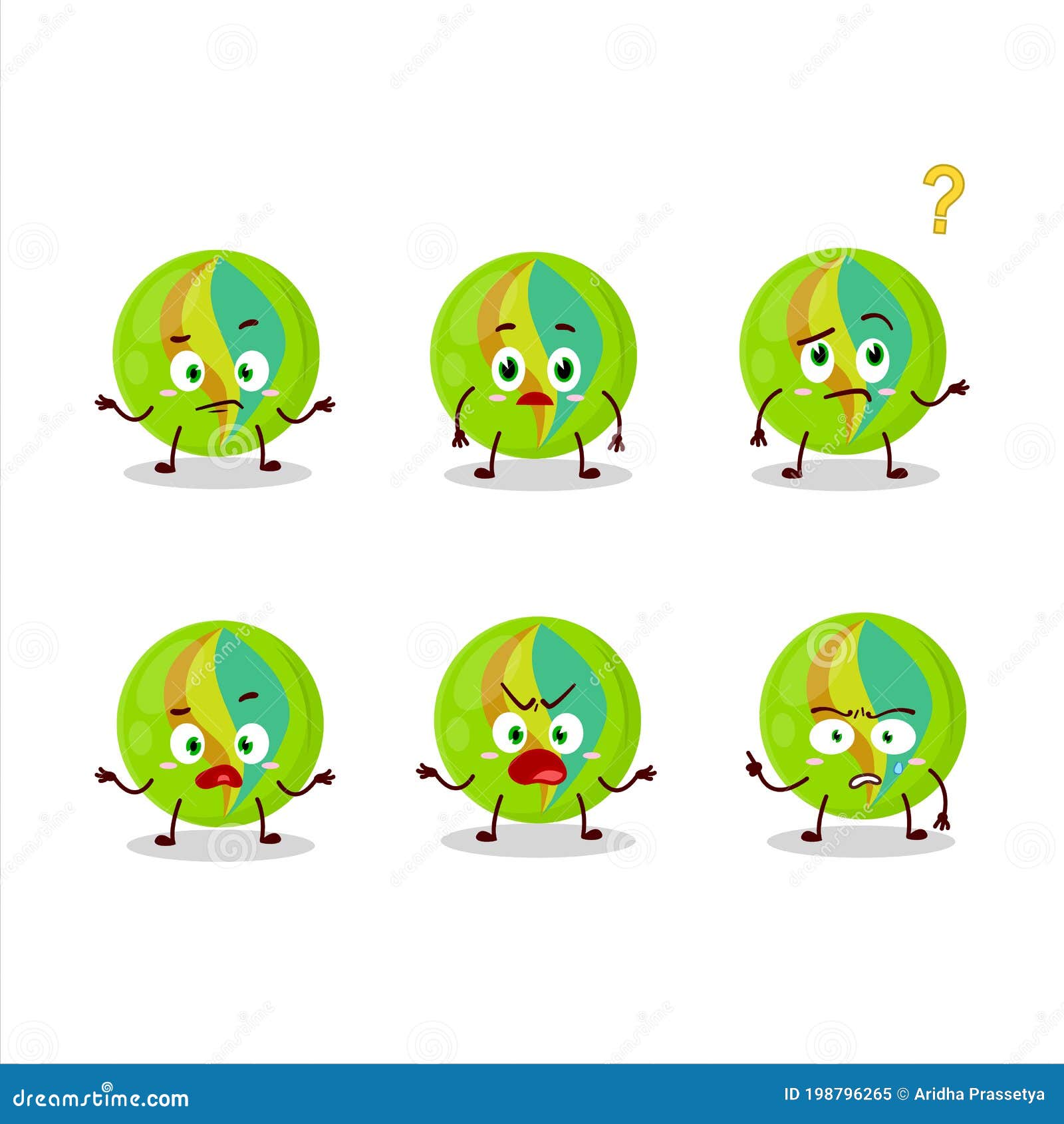 Cartoon Character of Green Marbles with What Expression Stock Vector ...