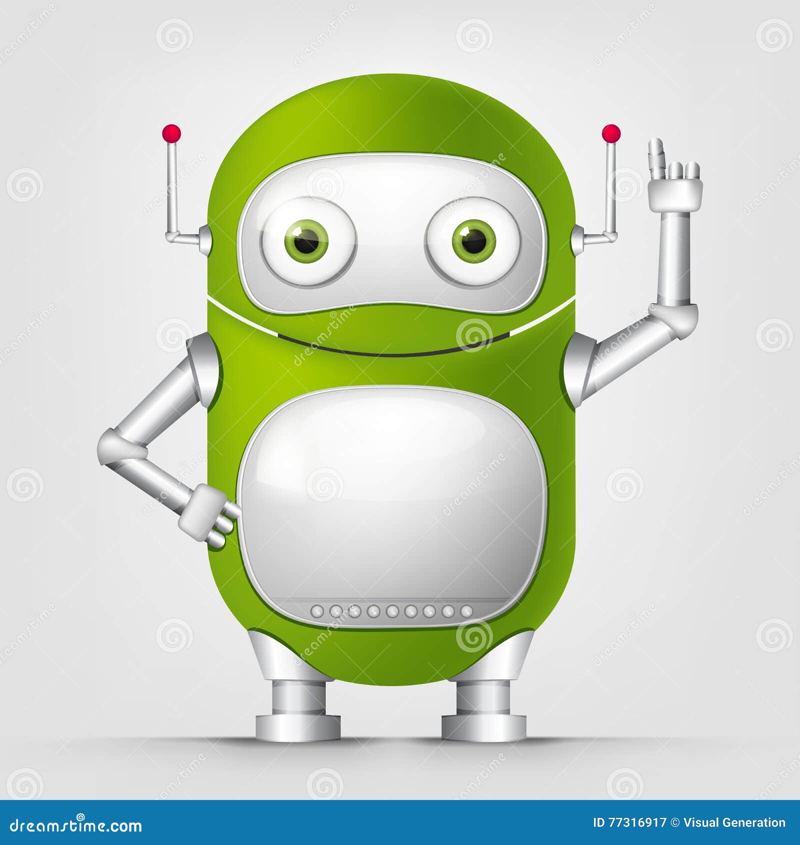 Cartoon Character Green Robot Stock Illustration - Illustration of ...