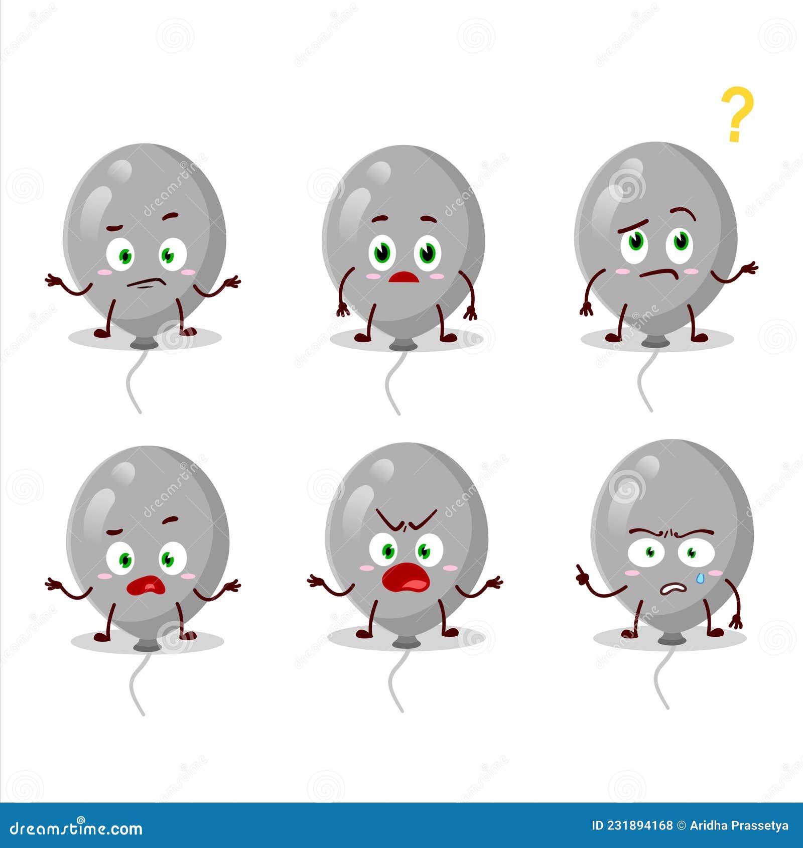 Cartoon Character of Grey Balloons with What Expression Stock Vector ...