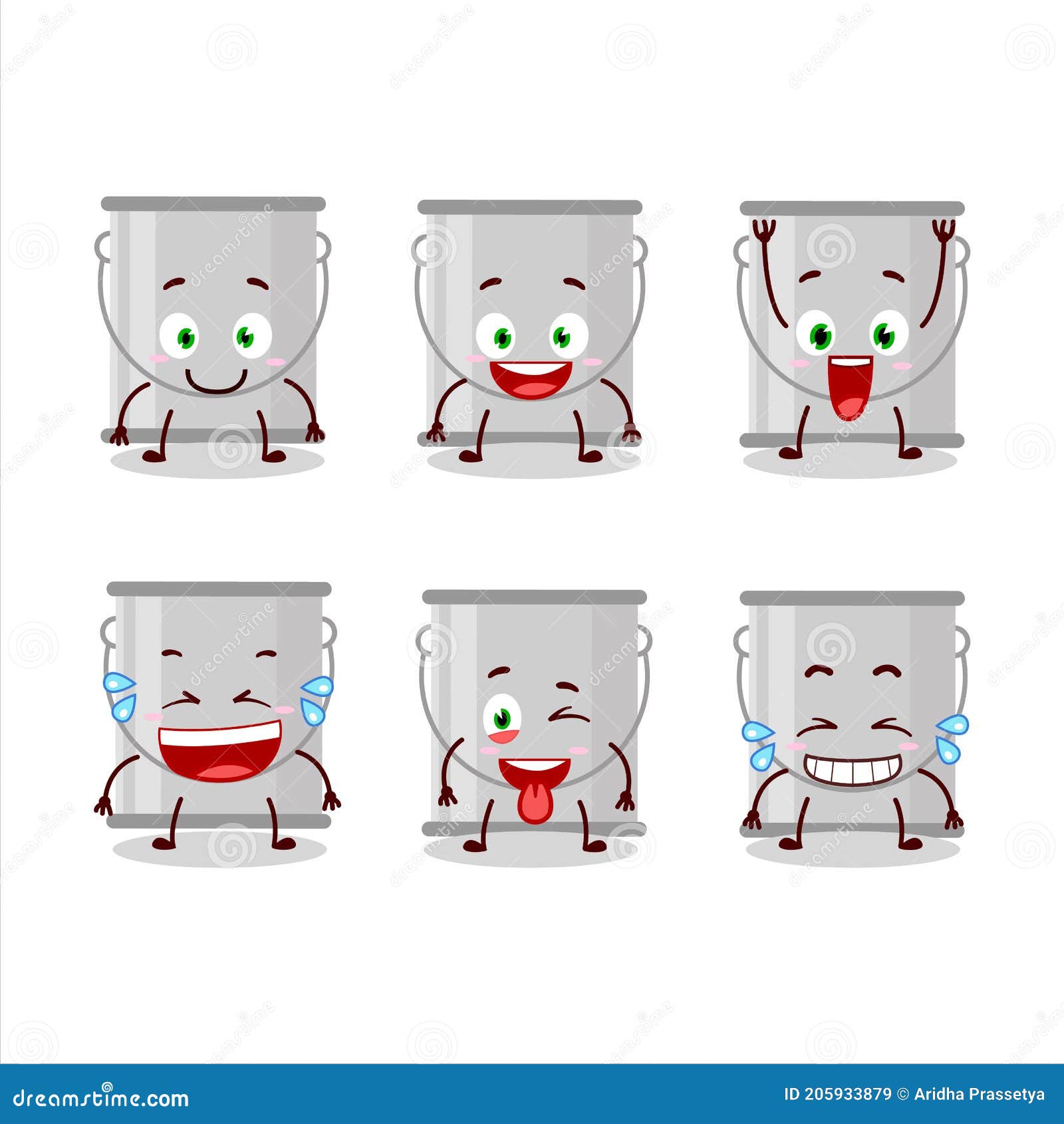 Cartoon Character of Grey Paint Bucket with Smile Expression Stock ...