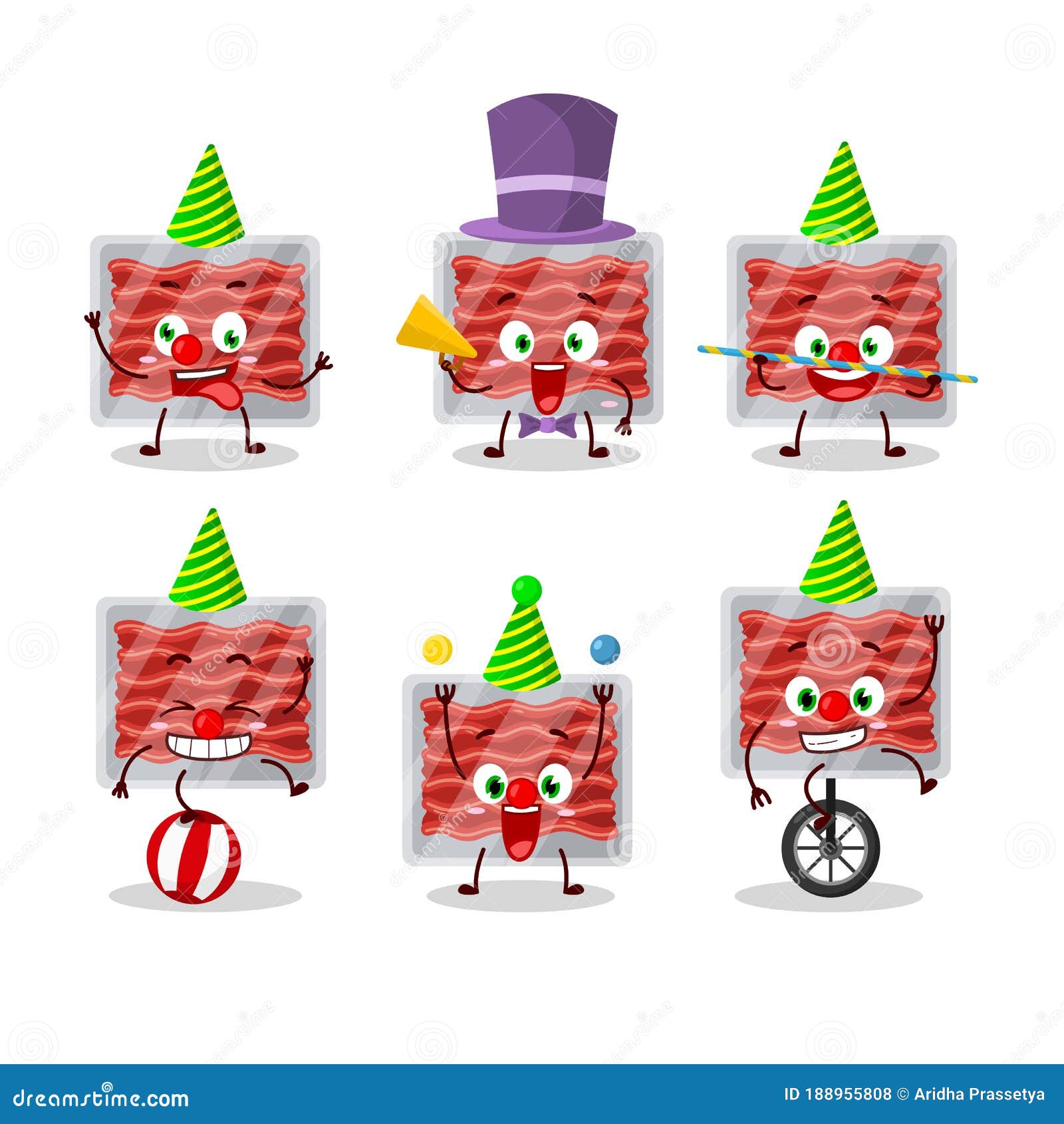 Cartoon Character of Ground Meat with Various Circus Shows Stock Vector ...