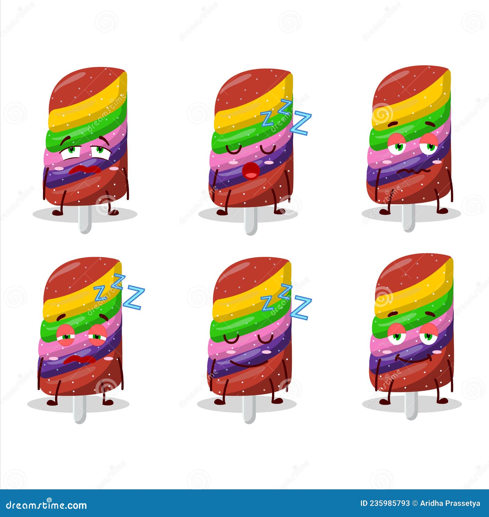 Cartoon Character of Gummy Candy Rainbow with Sleepy Expression Stock ...