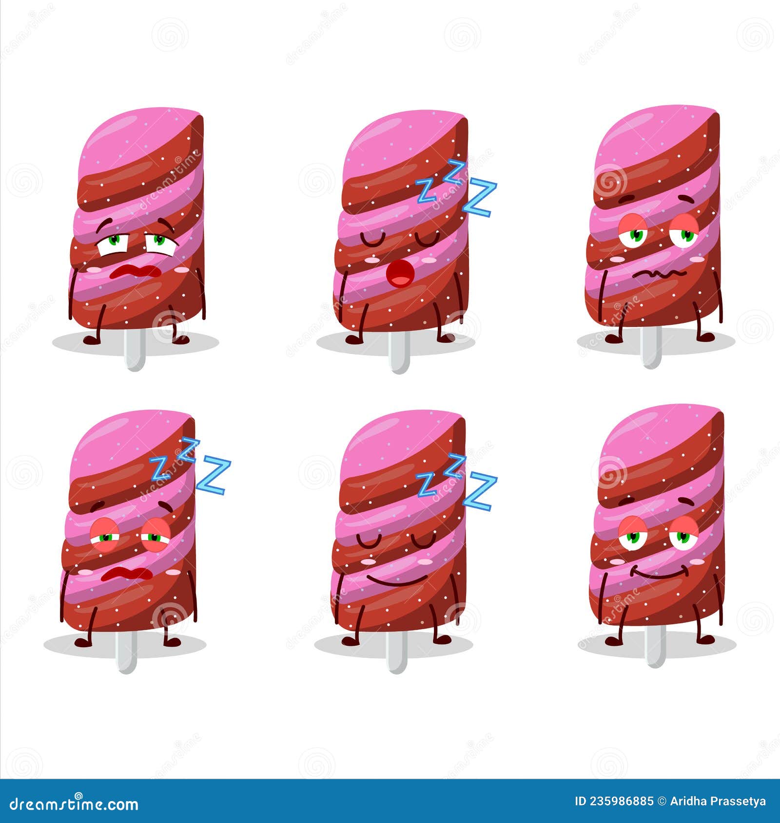 Cartoon Character of Gummy Candy Strawberry with Sleepy Expression ...
