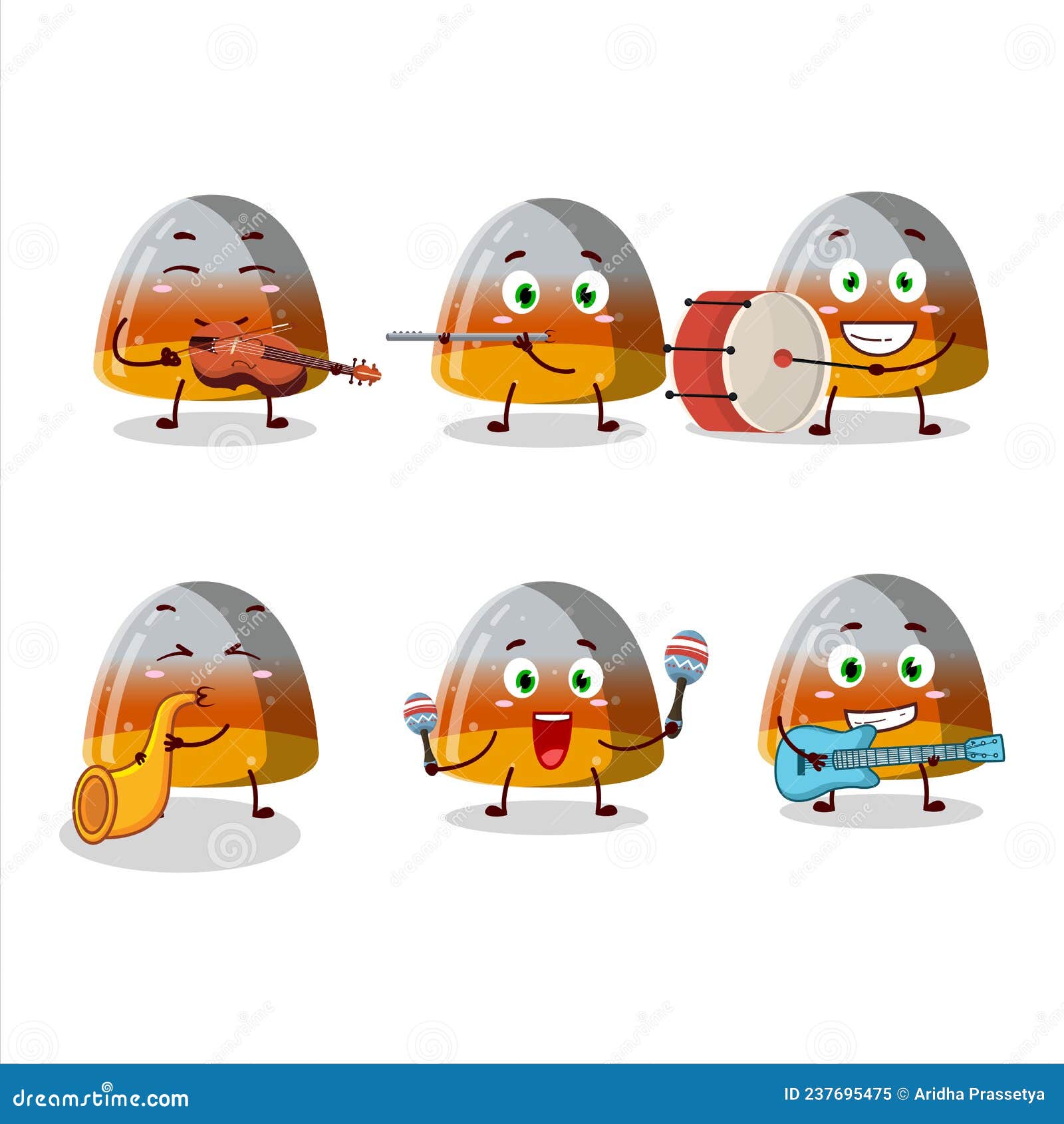 Cartoon Character of Gummy Corn Playing Some Musical Instruments Stock ...