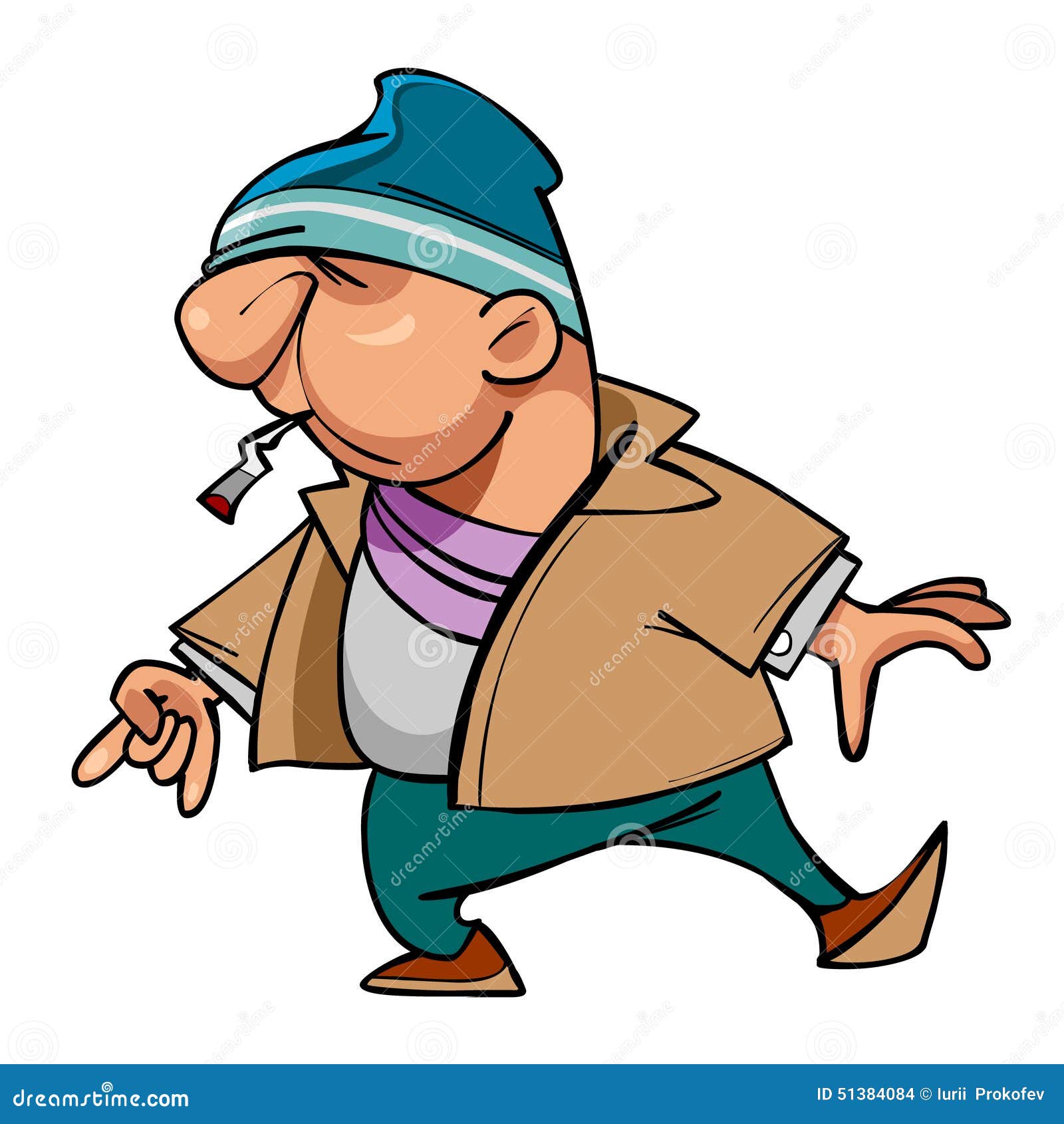 Cartoon Character Guy Thug with a Cigarette in His Mouth Stock Vector ...