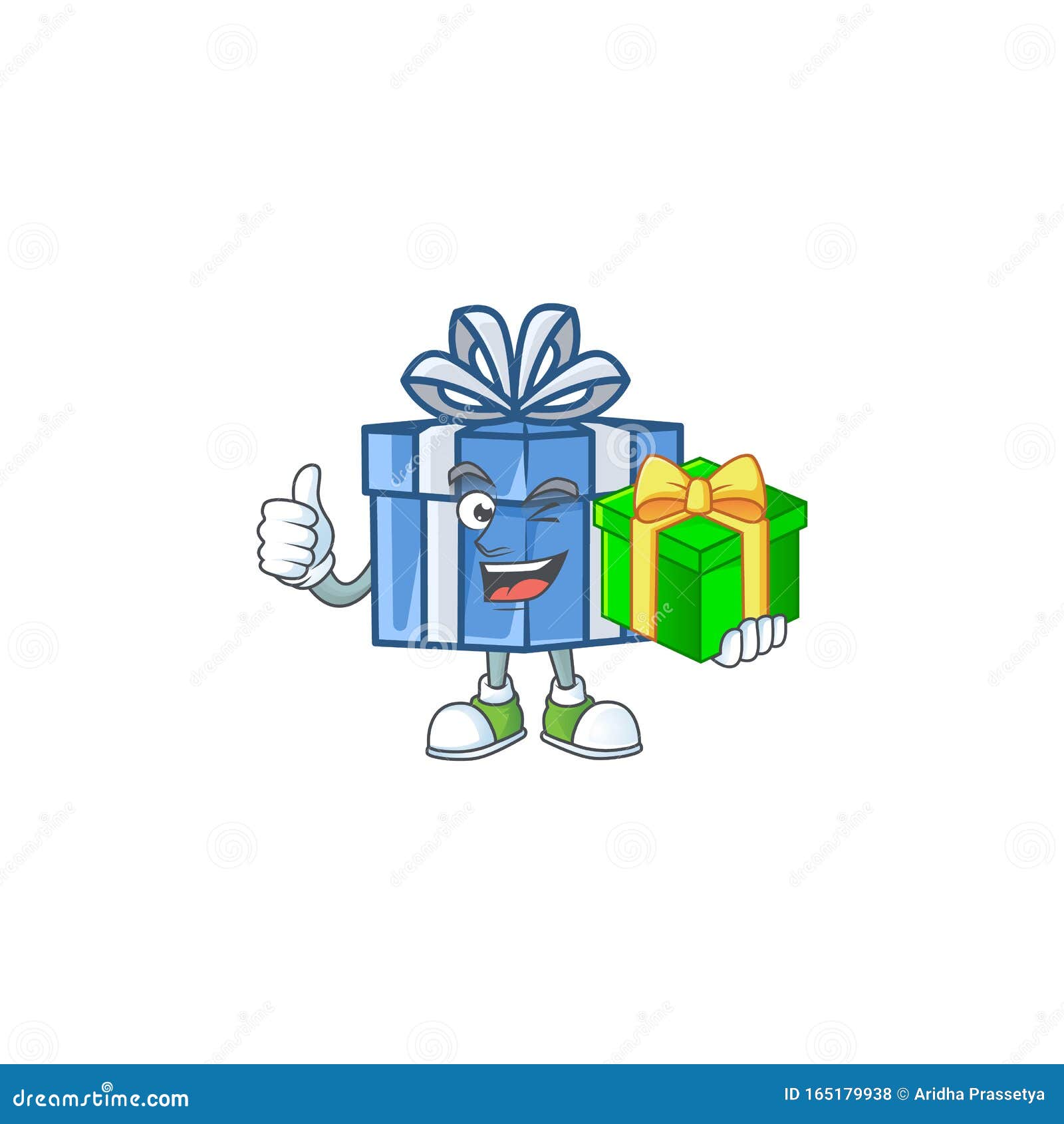Cartoon Character of Happy Blue Gift Box with Gift Box Stock Vector ...