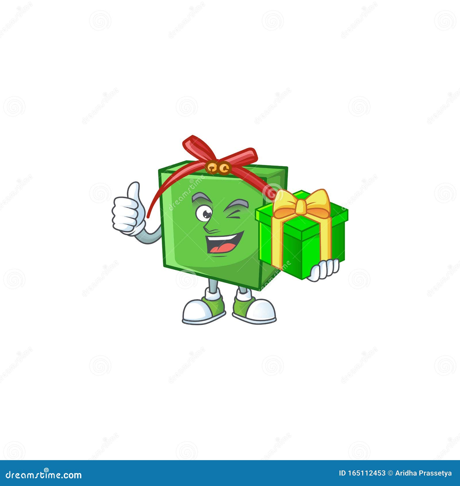 Cartoon Character of Happy Green Gift Box with Gift Box Stock Vector ...
