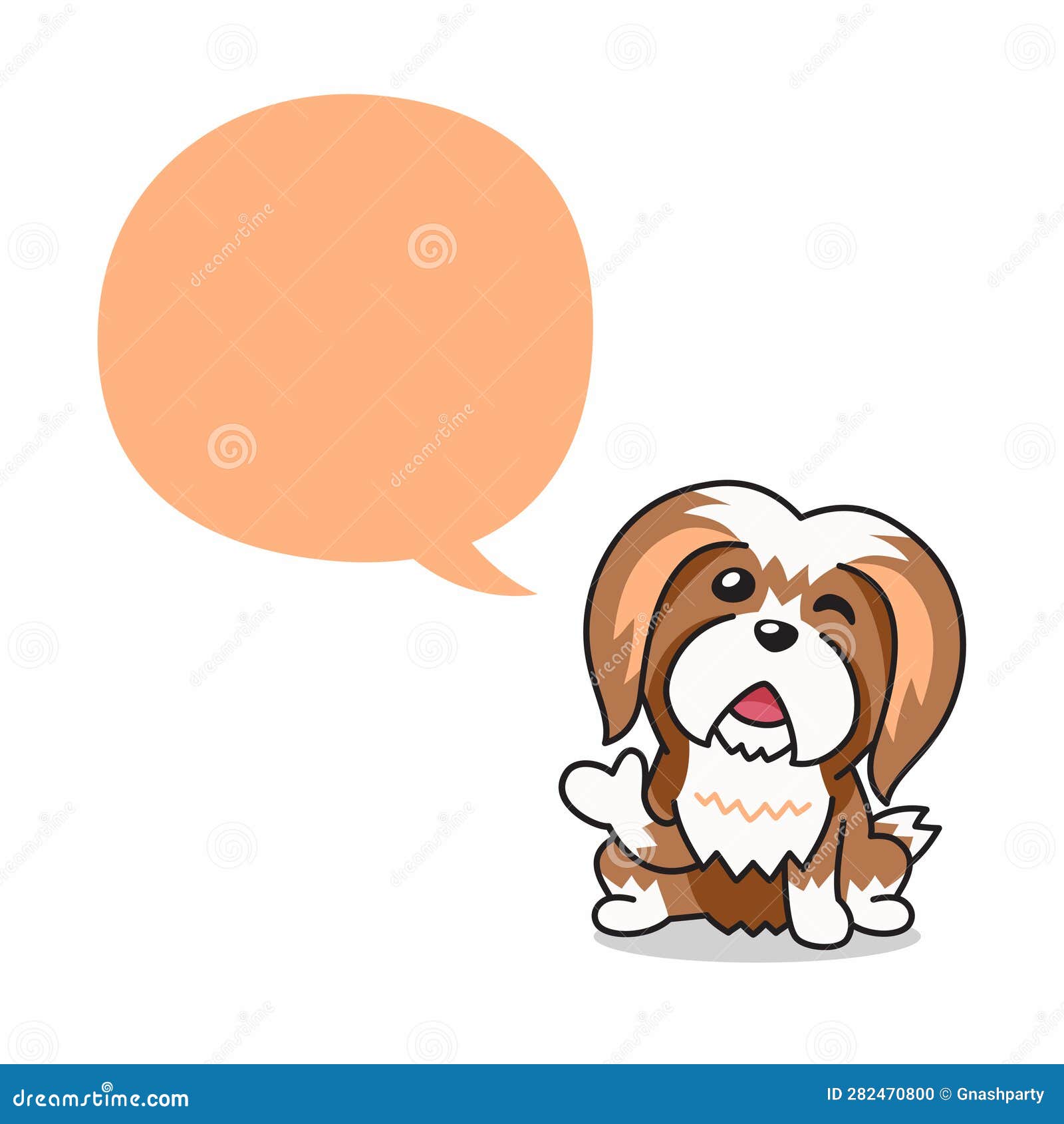 Cartoon Character Happy Lhasa Apso Dog with Speech Bubble Stock Vector ...