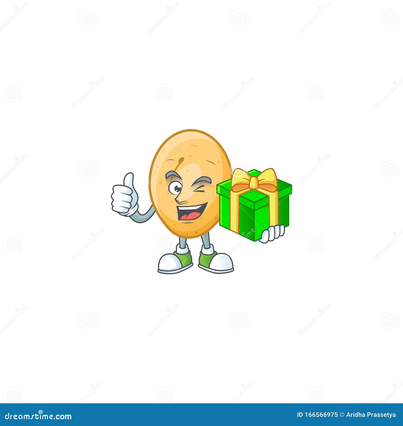 Cartoon Character of Happy Potato with Gift Box Stock Vector ...