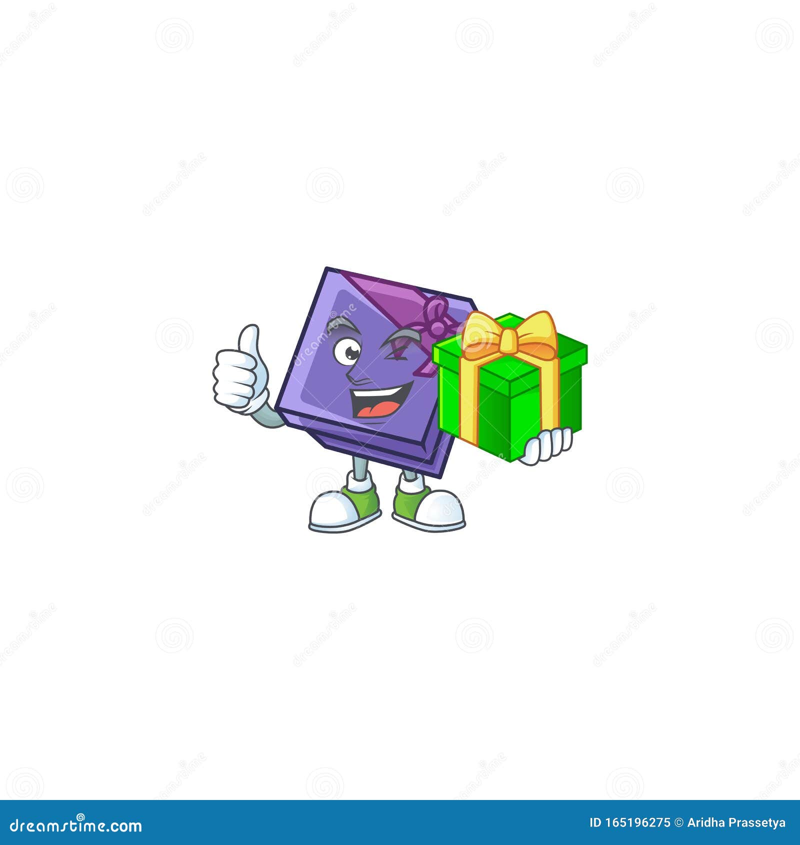 Cartoon Character of Happy Purple Gift Box with Gift Box Stock Vector ...