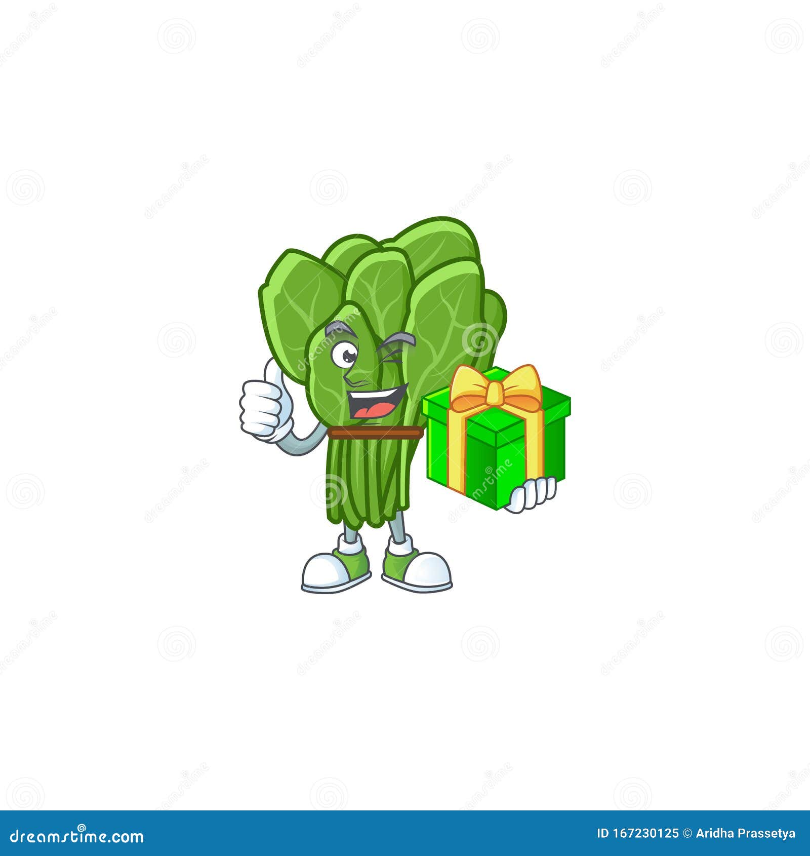 Cartoon Character of Happy Spinach with Gift Box Stock Vector ...