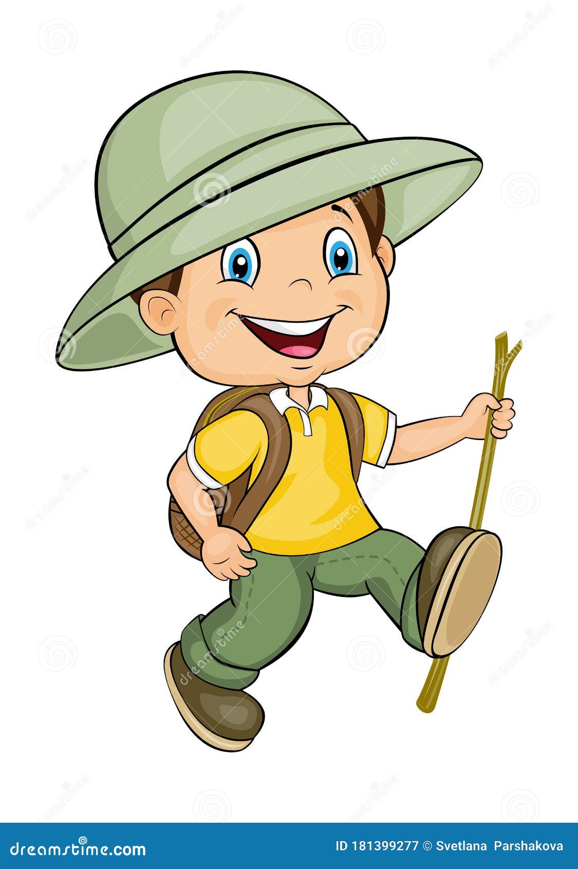 Cartoon Character of the Happy Walking Boy. Stock Vector - Illustration ...