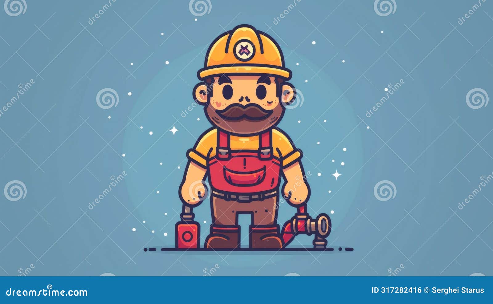 A Cartoon Character with a Hard Hat and Fire Hydrant, AI Stock ...