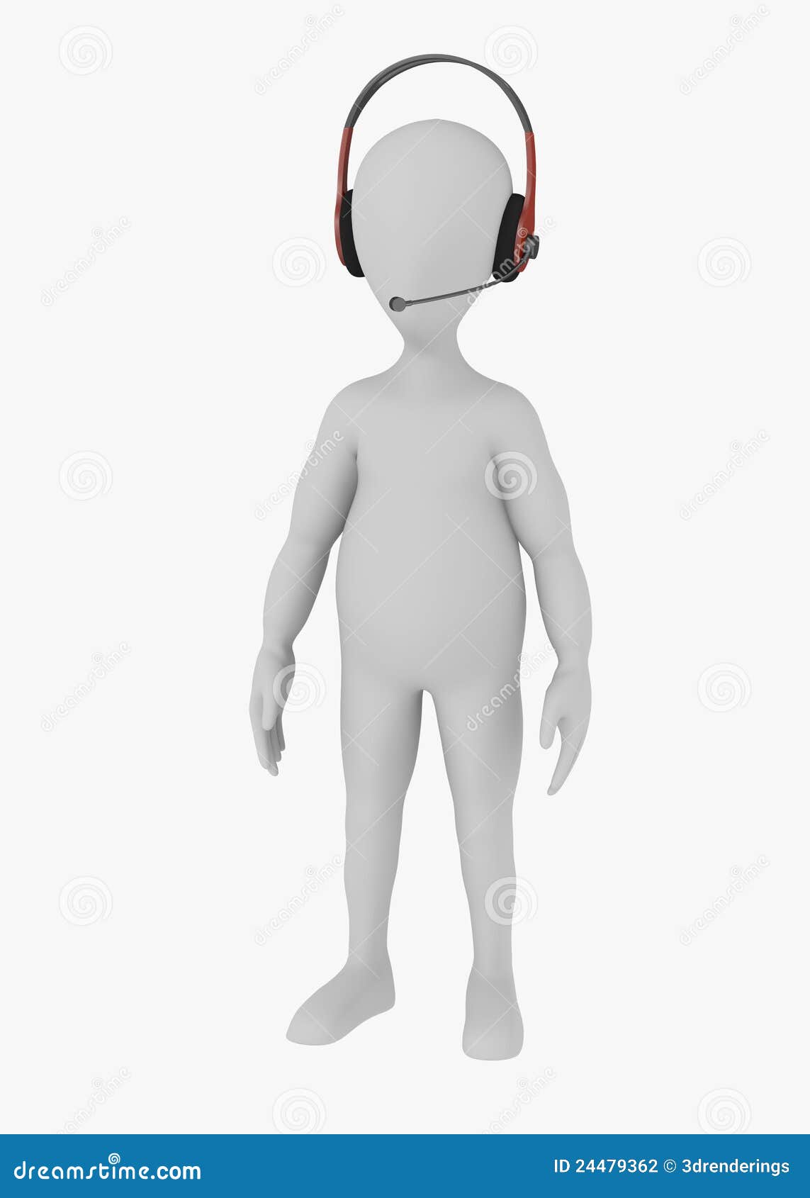 Cartoon Character with Headphones (red-dark) Stock Illustration ...