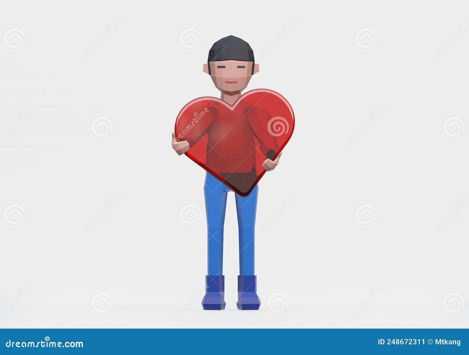 Cartoon Character Holding a Heart Stock Illustration - Illustration of ...