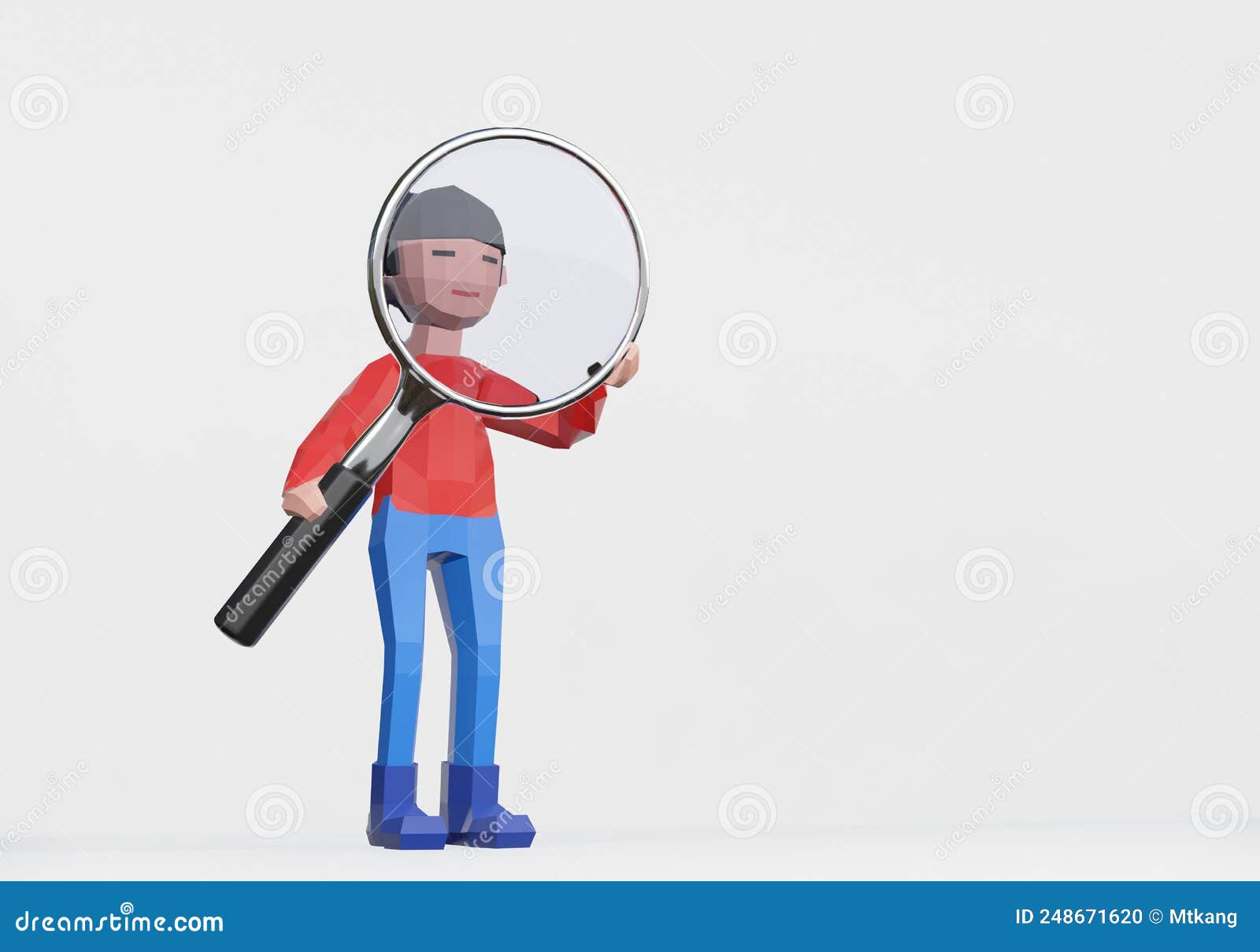 Cartoon Character Holding a Magnifying Glass Stock Illustration ...