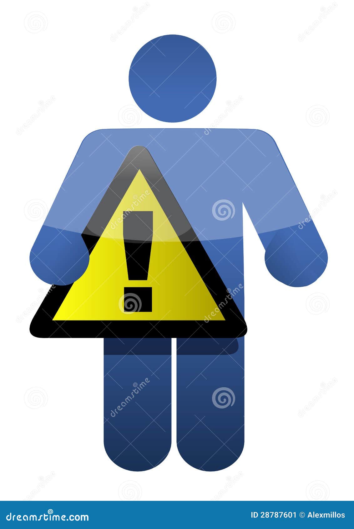 Cartoon Character Holding a Warning Sign Stock Illustration ...
