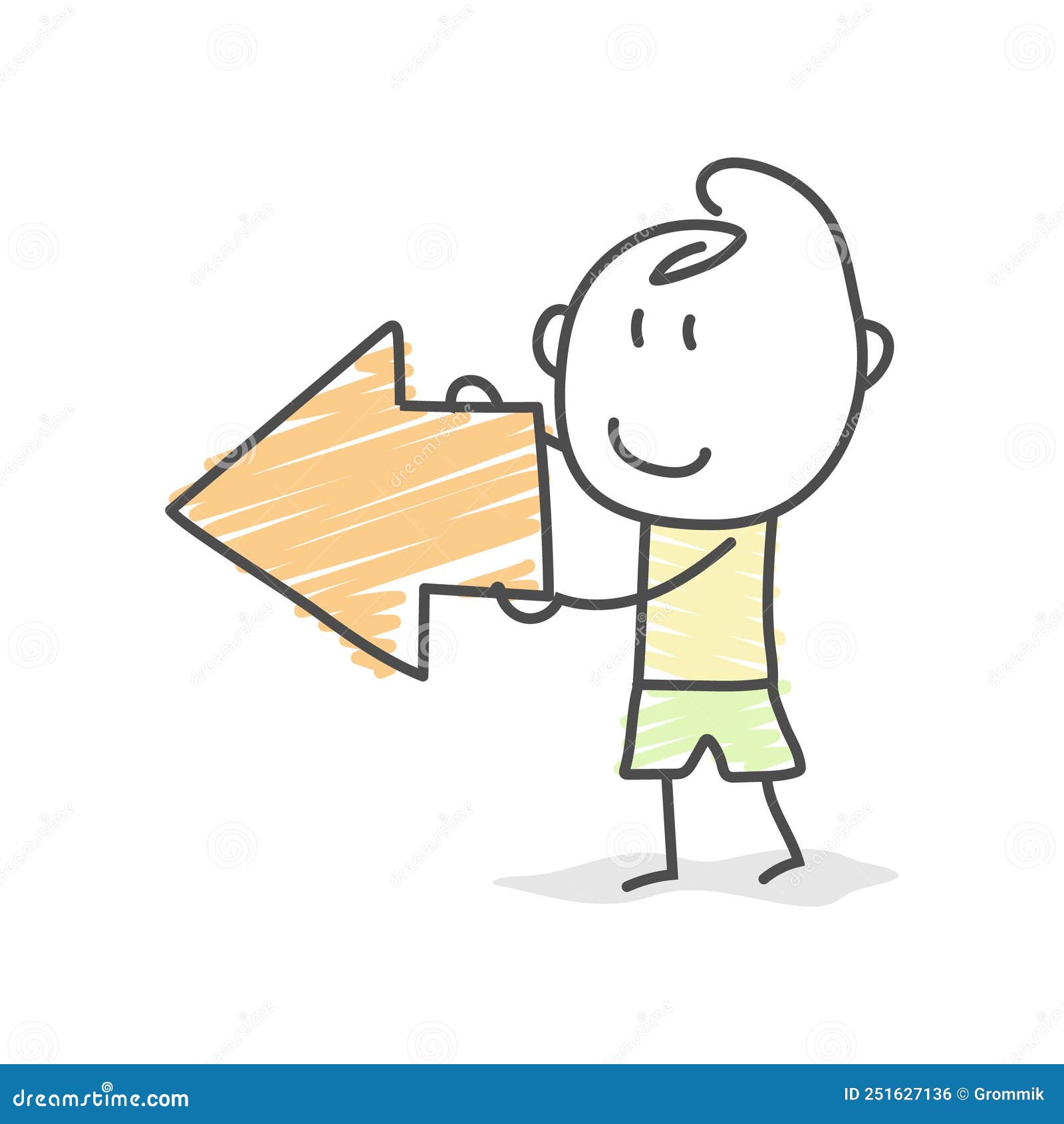Cartoon Character Holds the Arrow To the Left. an Illustration for ...