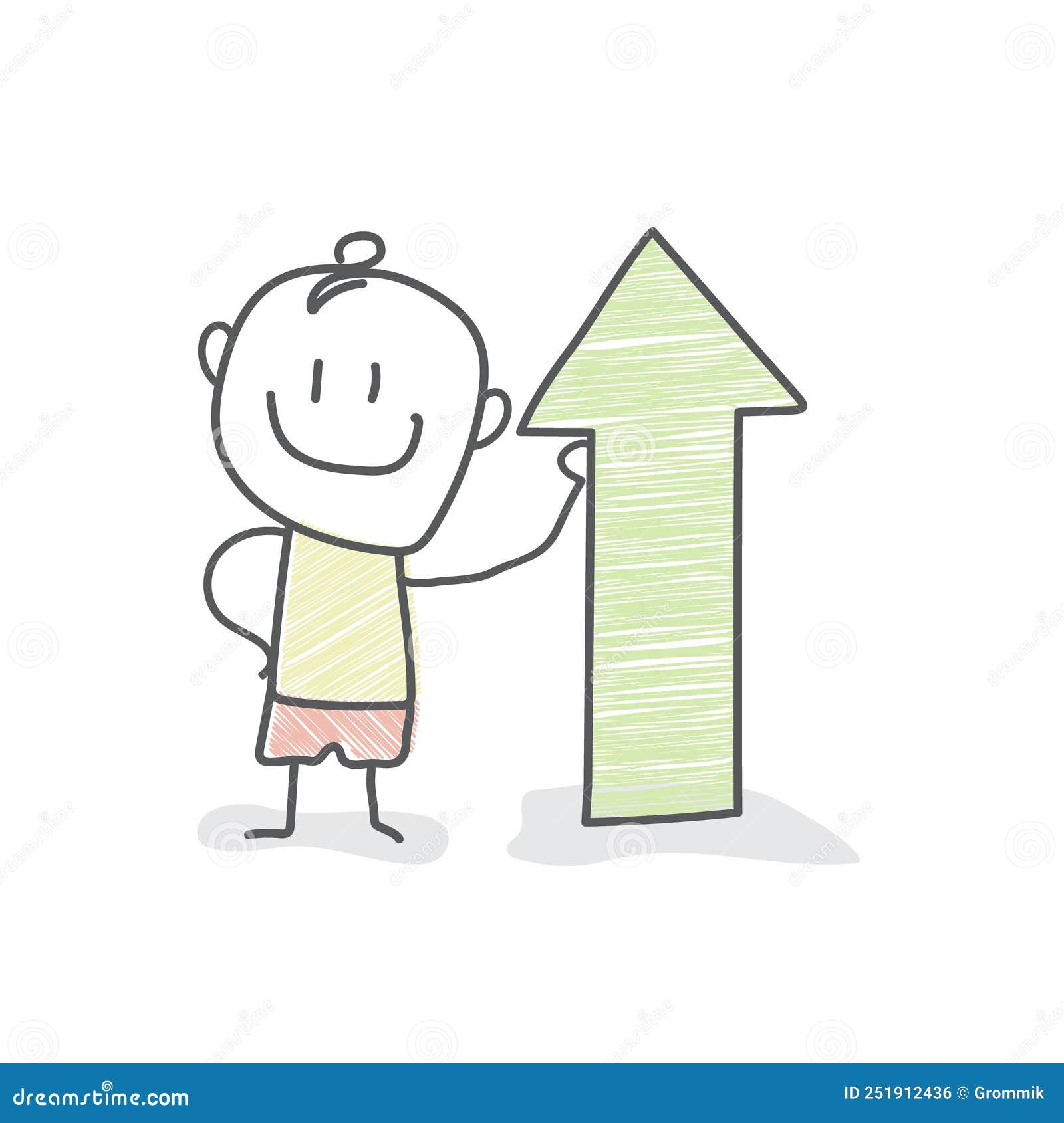Cartoon Character Holds the Arrow Up. an Illustration for Visualizing ...