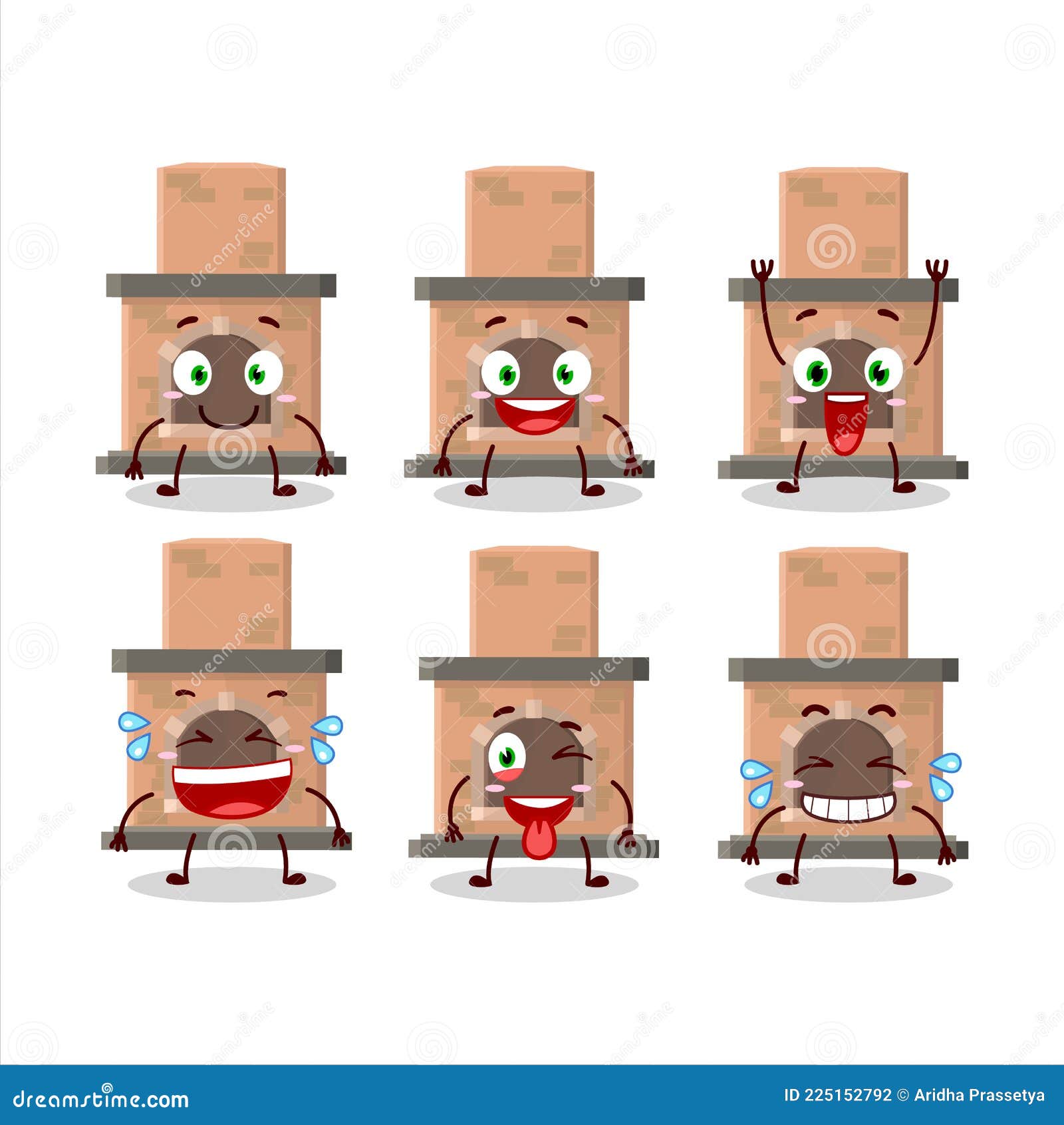 Cartoon Character of House Fireplaces with Smile Expression Stock ...
