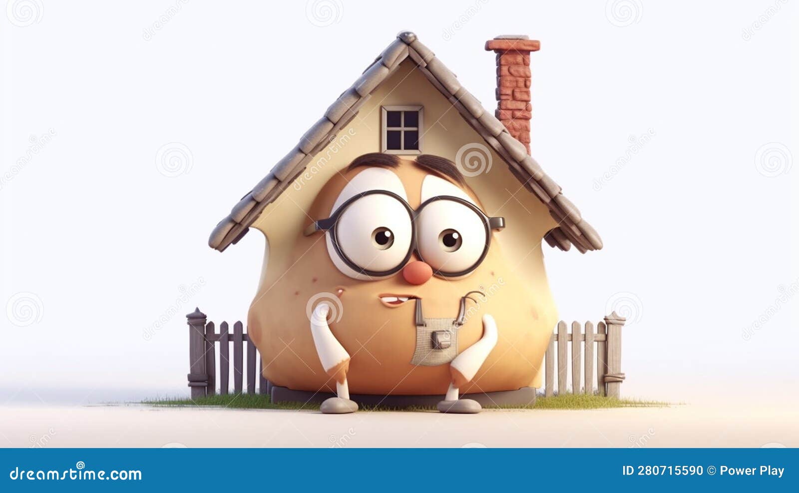 Cartoon Character of a House on a White Background Generative Ai Stock ...