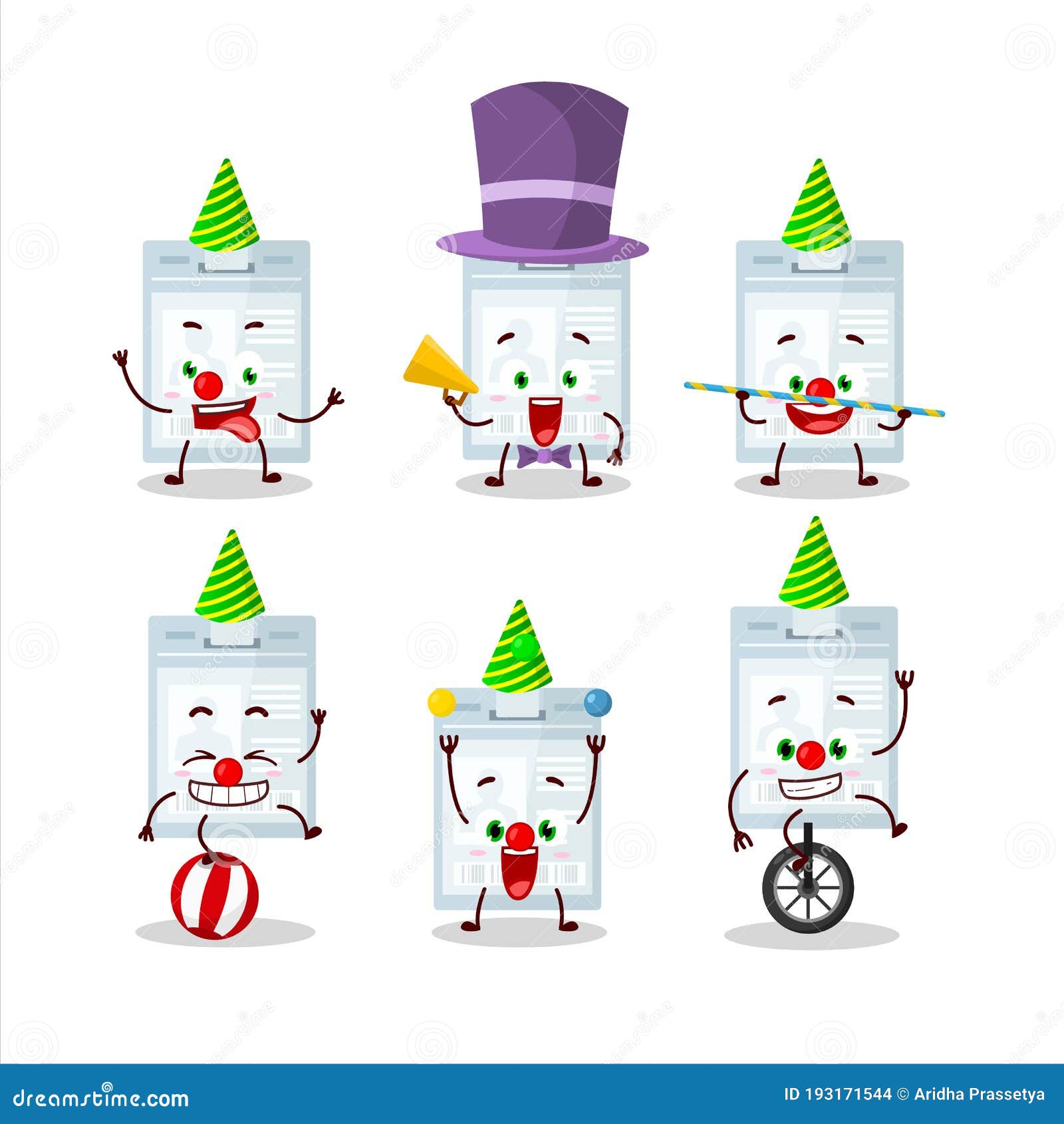 Cartoon Character of Id Card with Various Circus Shows Stock Vector ...