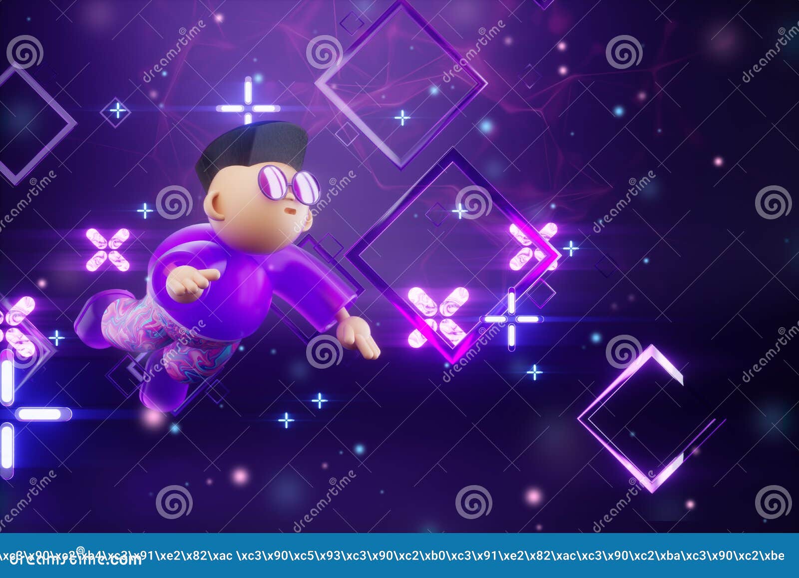 Cartoon Character Inside Virtual Digital Reality, Metaverse. Future ...