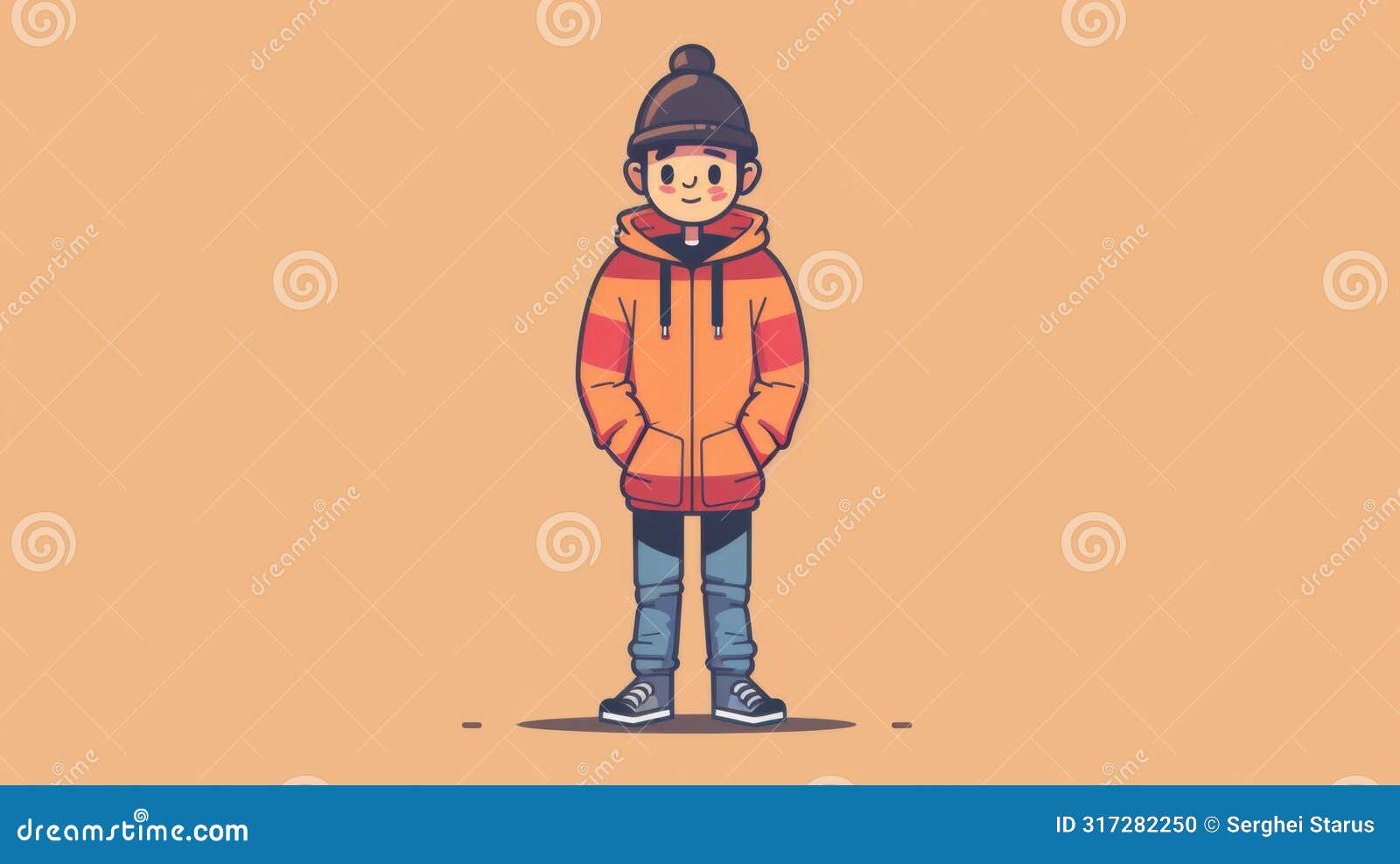 A Cartoon Character in a Jacket and Hat Standing on the Ground, AI ...