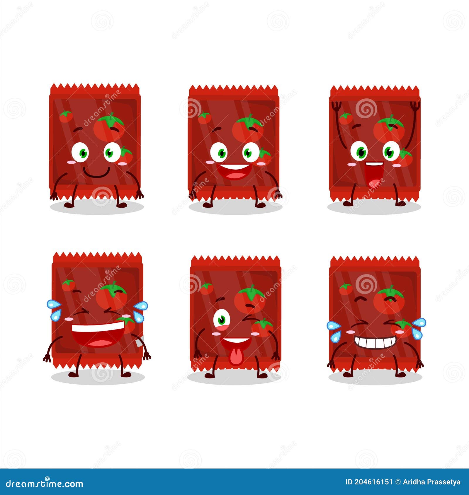 Ketchup Sachet Cartoon Character With Love Cute Emoticon ...