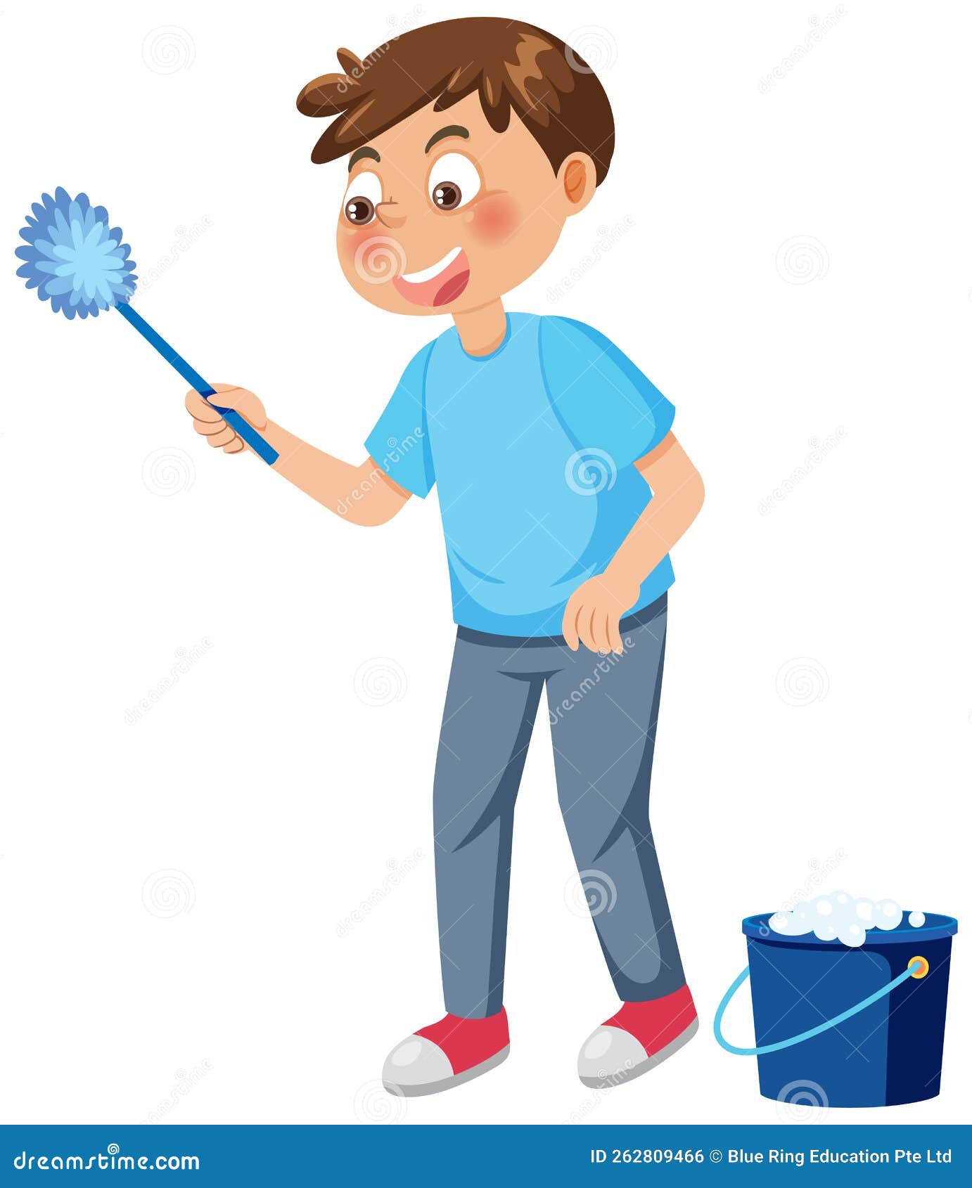 Cartoon Character of Kid Cleaning Stock Vector - Illustration of sweep ...