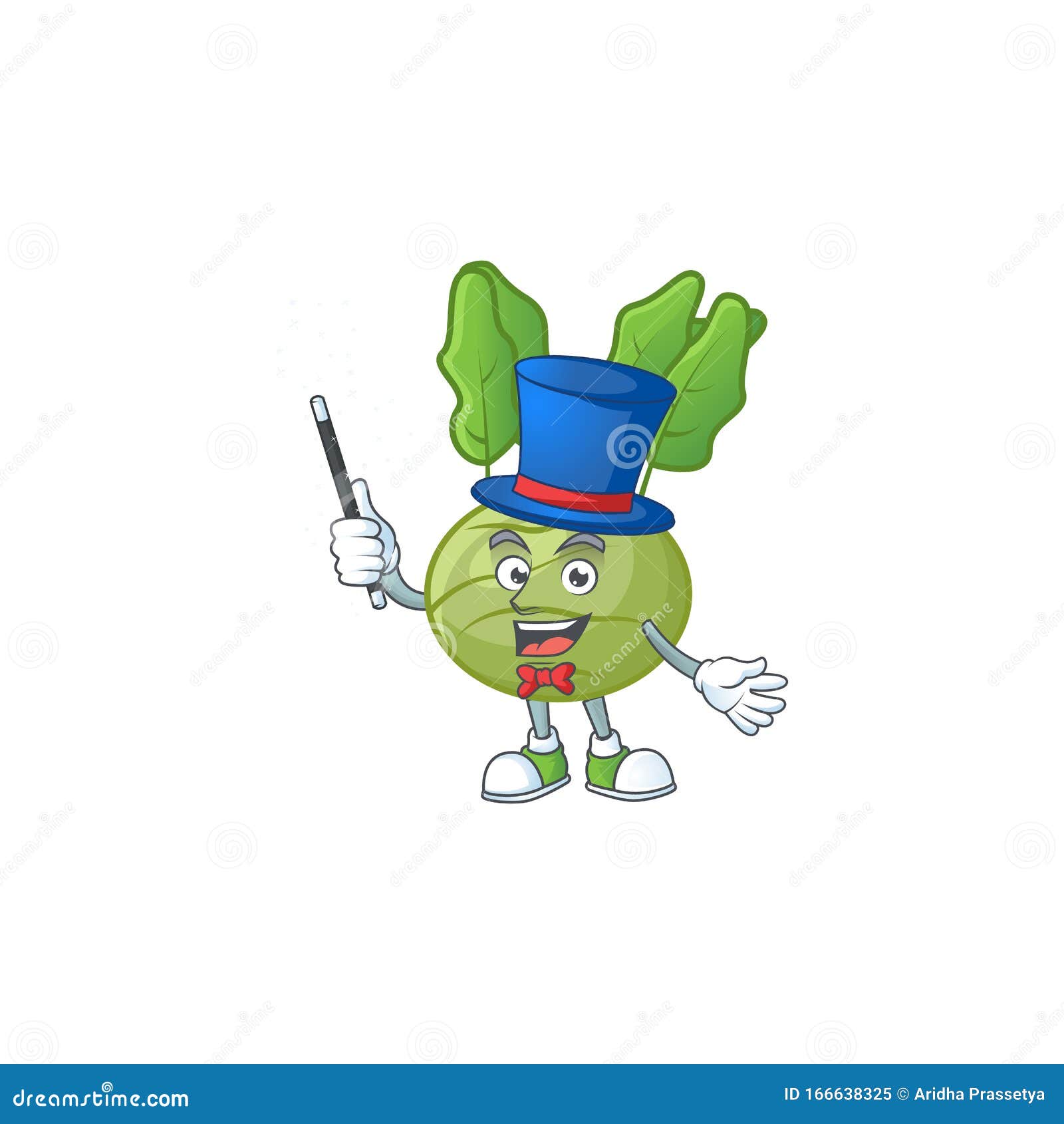 Cartoon Character of Kohlrab Performance As a Magician Stock Vector ...