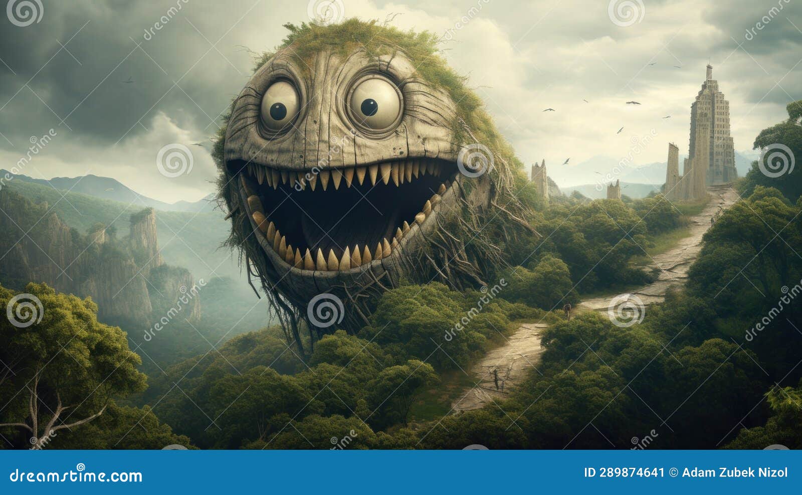 A Cartoon Character with a Large Mouth and Teeth Stock Illustration ...