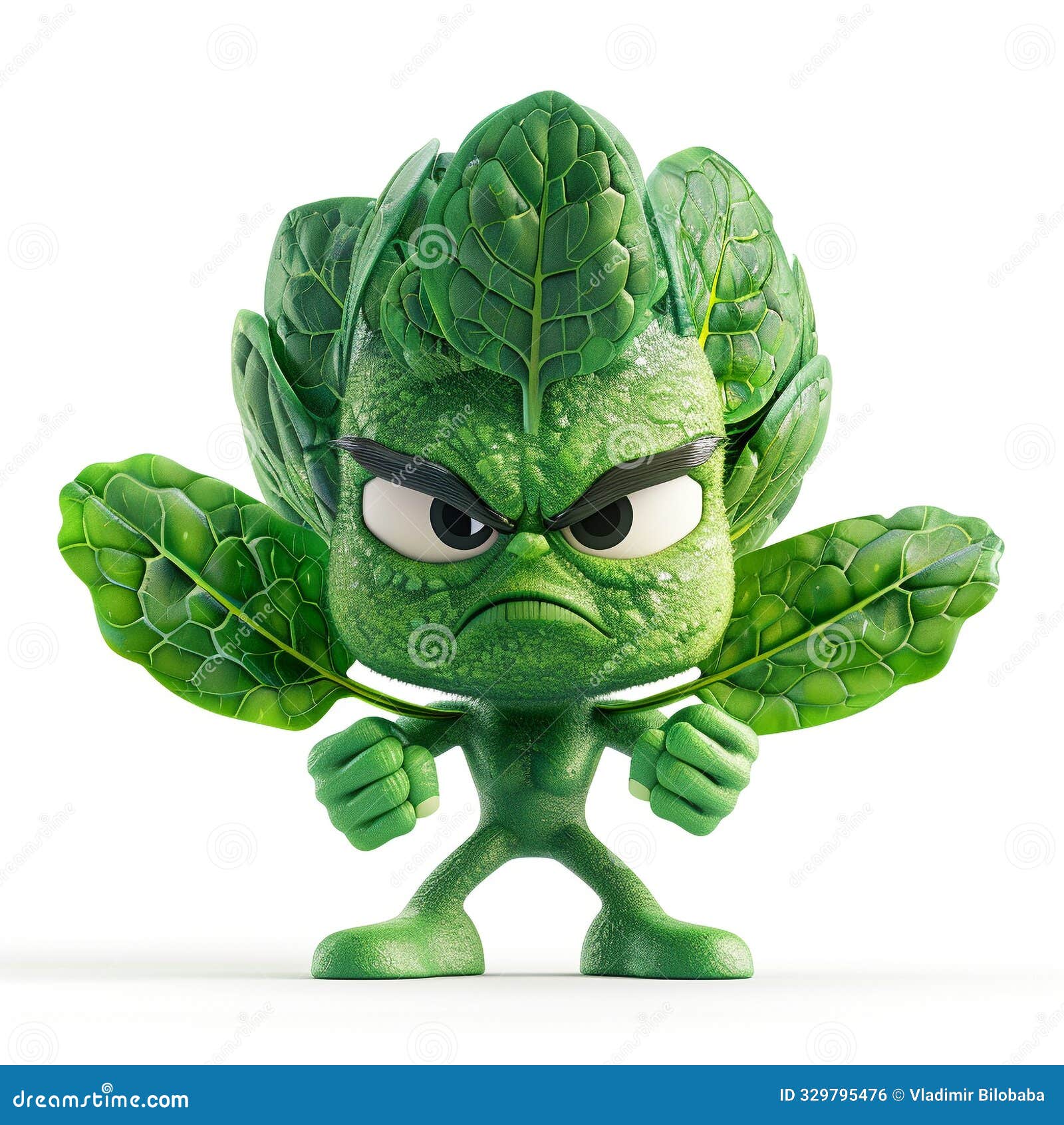 Cartoon Character with Leafy Green Design Displaying Anger and Strength ...