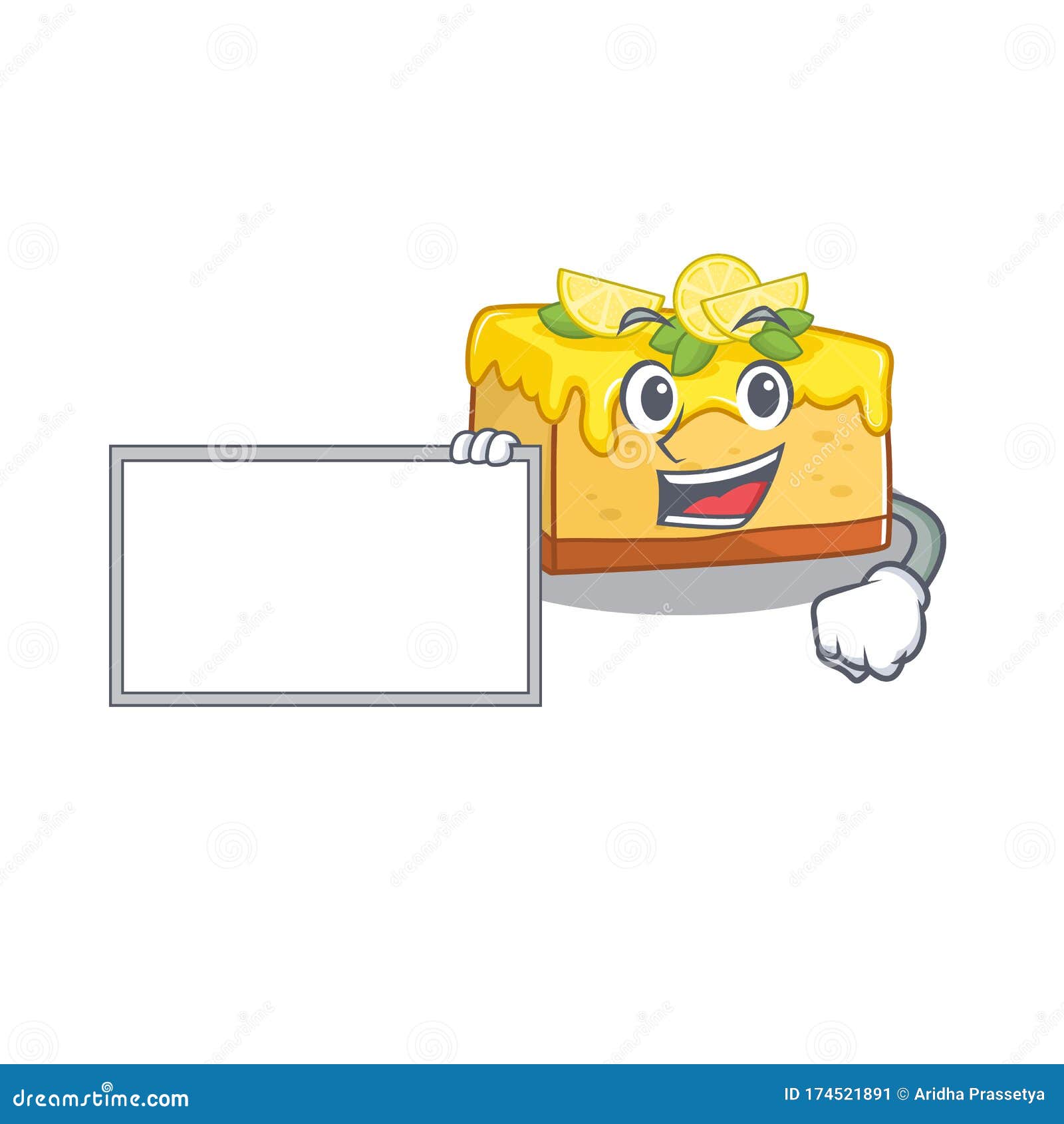 Cartoon Character of Lemon Cheesecake Design Concept Bring a Board ...