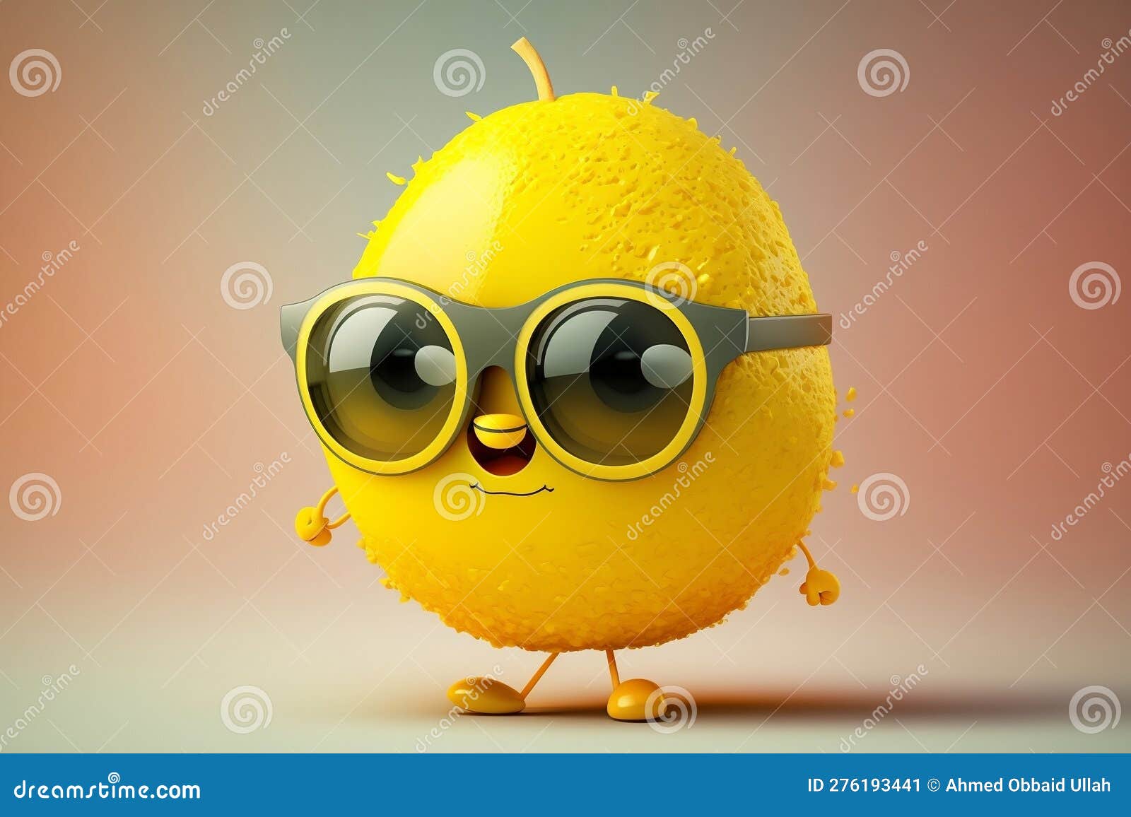 Cartoon Character of Lemon with Sunglasses, Generative Ai Stock ...