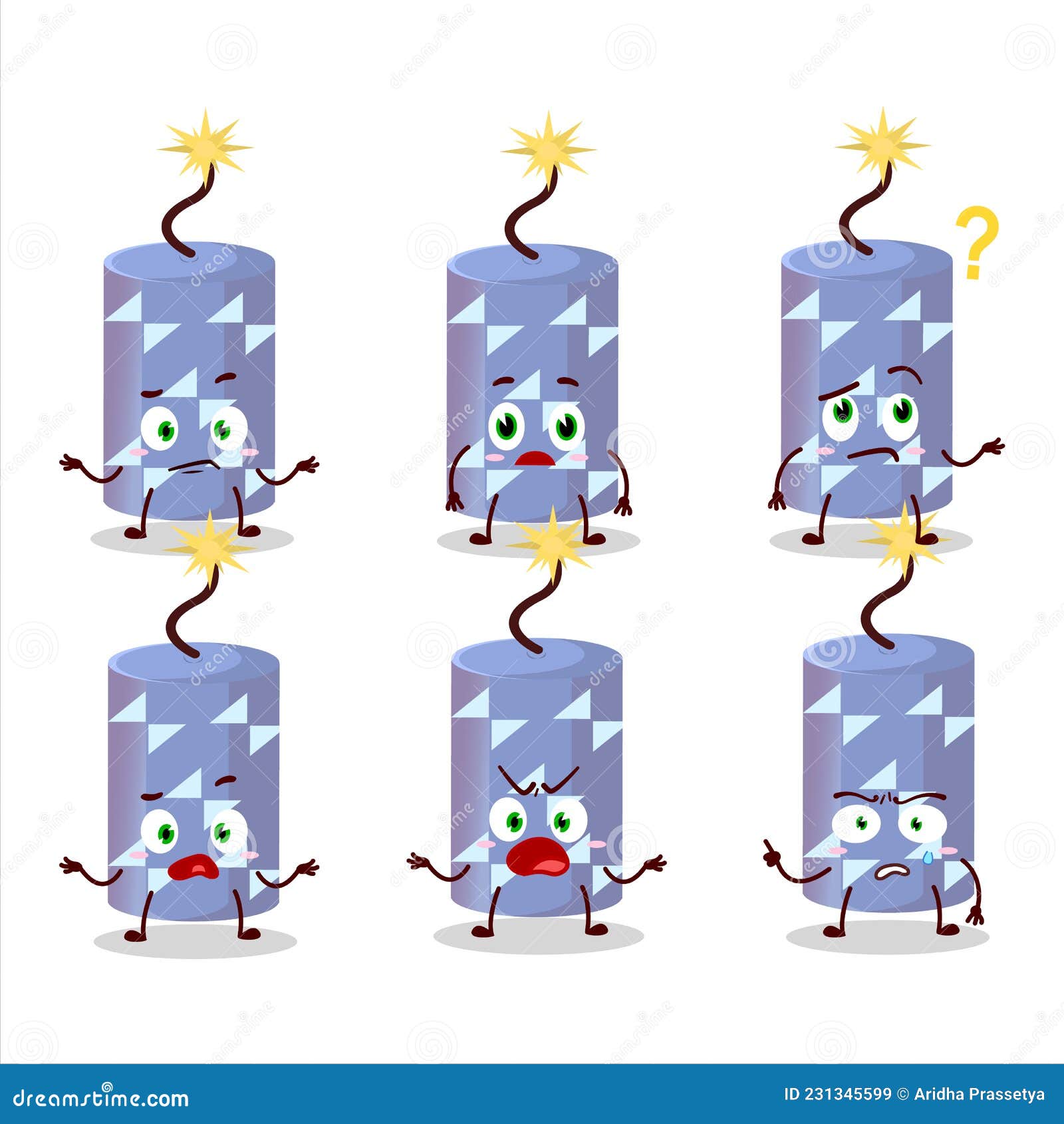 Cartoon Character of Light Blue Firecracker with What Expression Stock ...