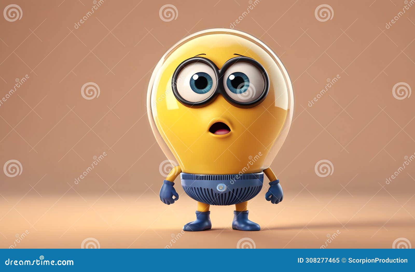 A Cartoon Character with a Light Bulb on His Head Stock Image - Image ...