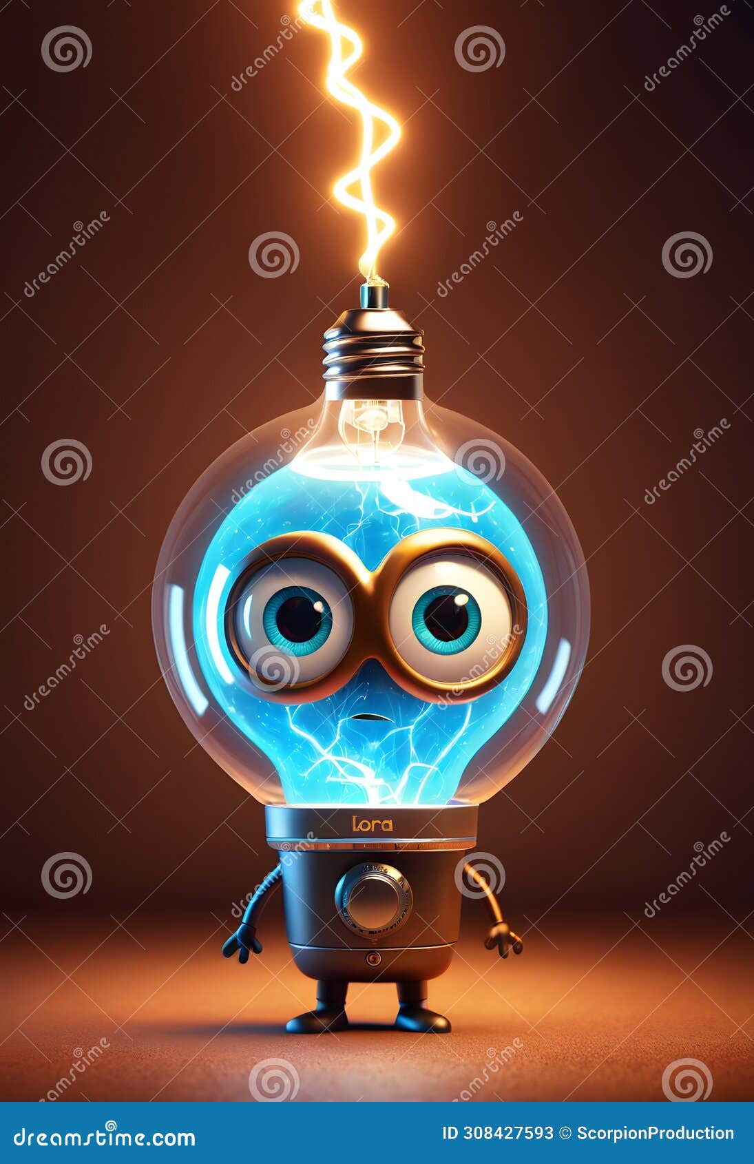 A Cartoon Character with a Light Bulb on His Head Stock Image - Image ...