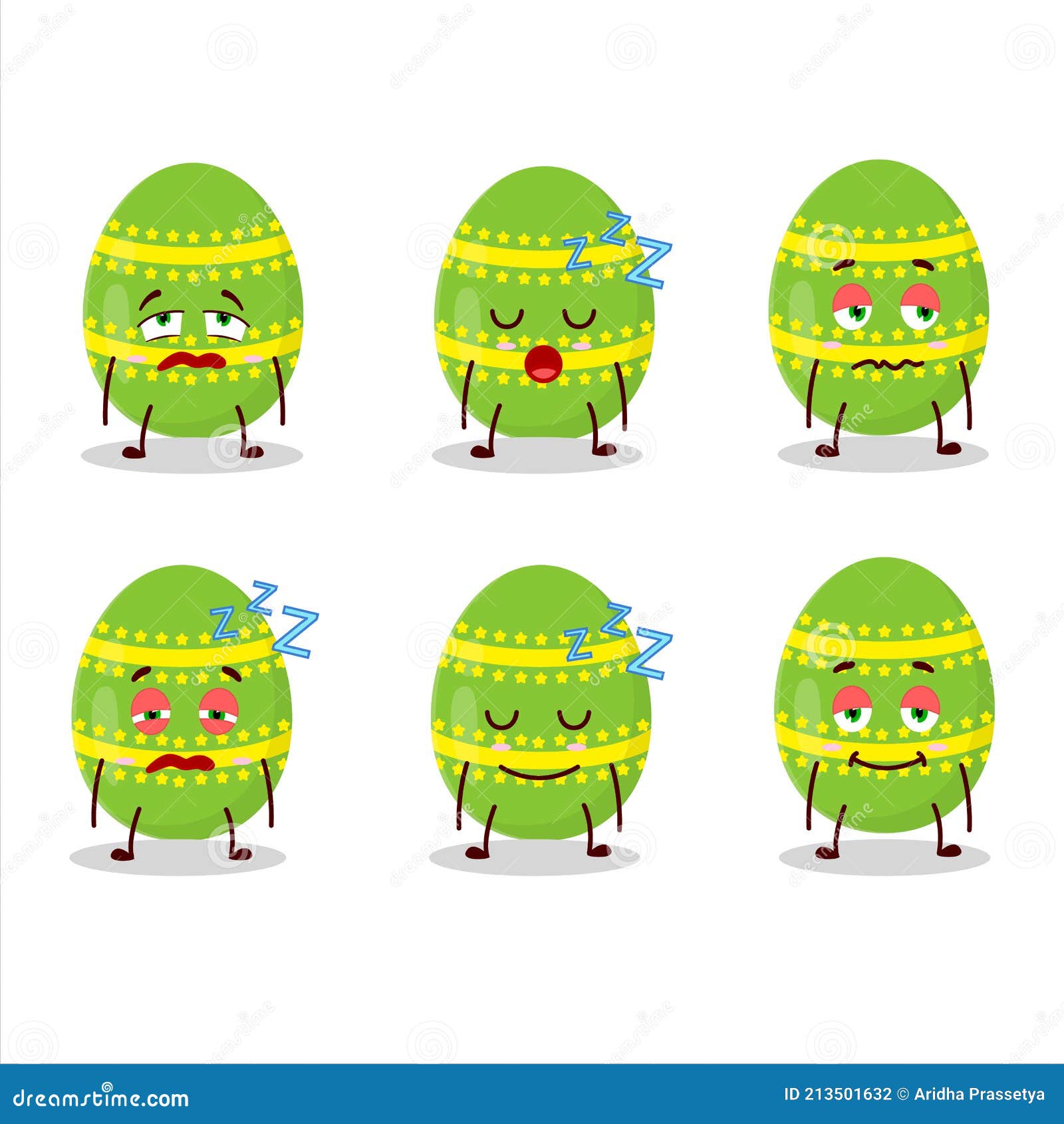 Cartoon Character of Light Green Easter Egg with Sleepy Expression ...