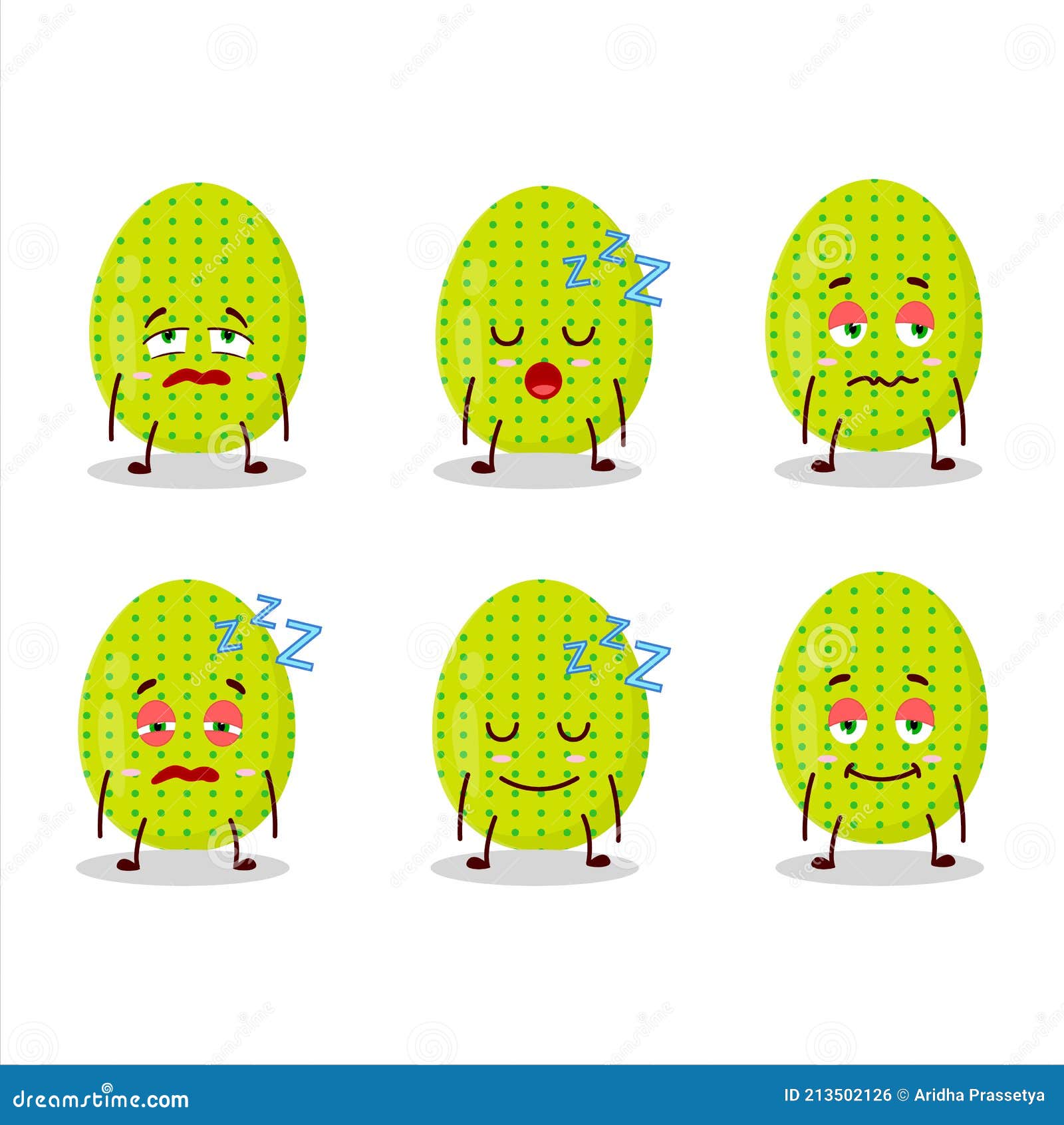 Cartoon Character of Lime Easter Egg with Sleepy Expression Stock ...