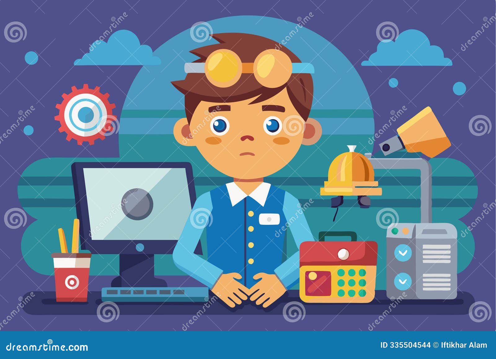 A Cartoon Character Looks Concerned while Surrounded by Technical ...