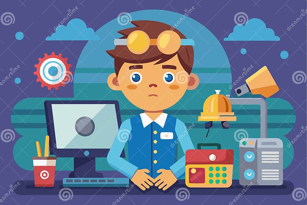 A Cartoon Character Looks Concerned while Surrounded by Technical ...
