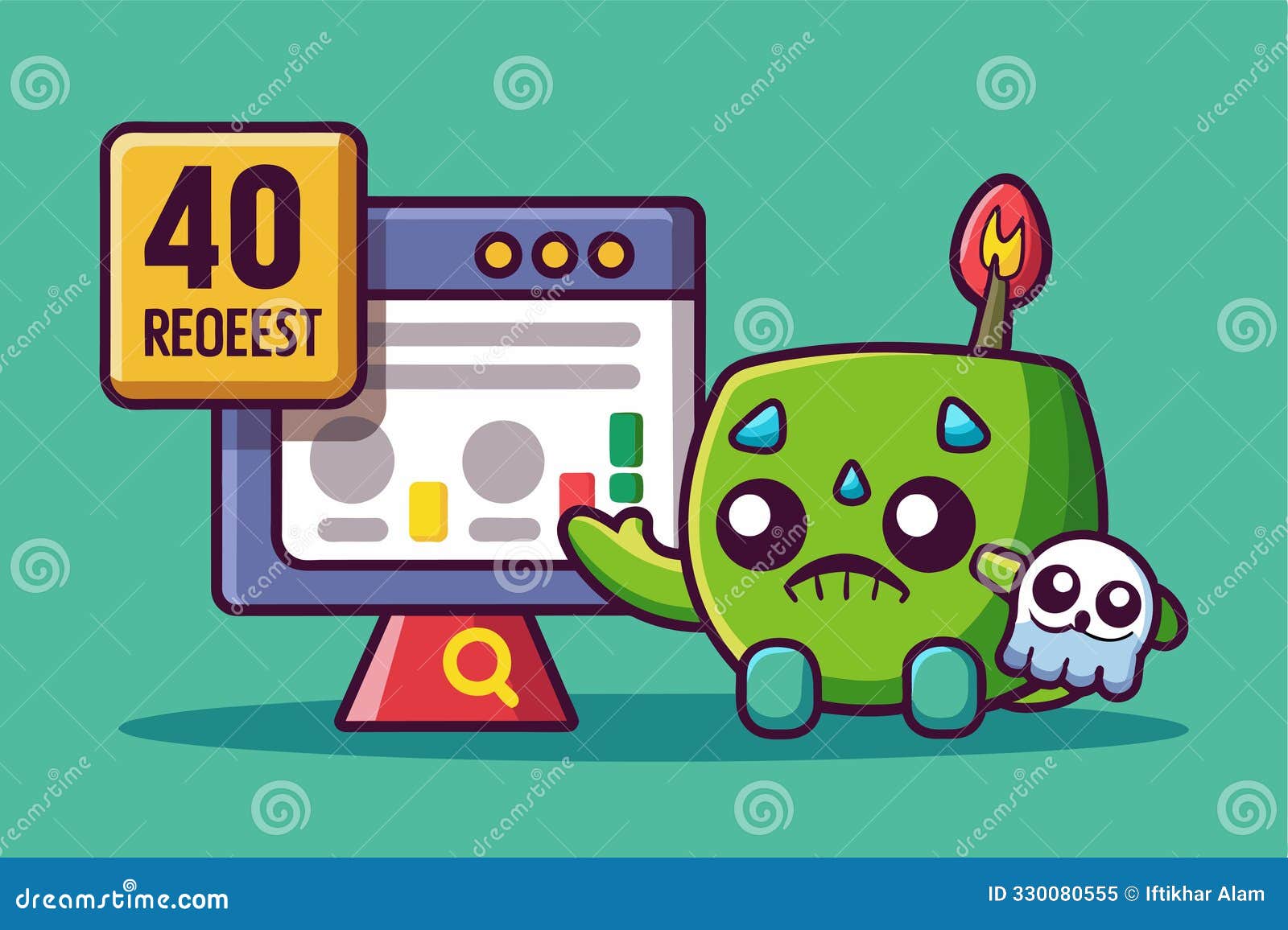 A Cartoon Character Looks Disappointed at a Computer Screen Displaying ...