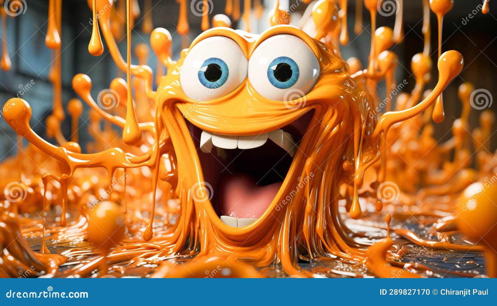 A Cartoon Character with Lots of Liquid Dripping Down Stock ...