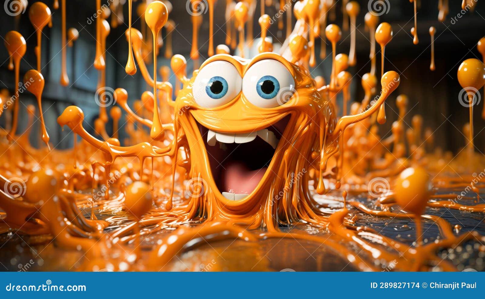 A Cartoon Character with Lots of Liquid Dripping Down Stock ...
