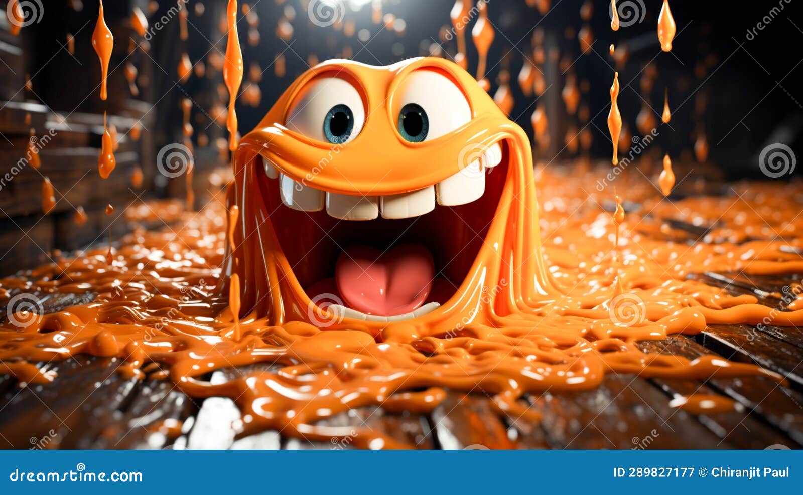 A Cartoon Character with Lots of Liquid Dripping Down Stock ...