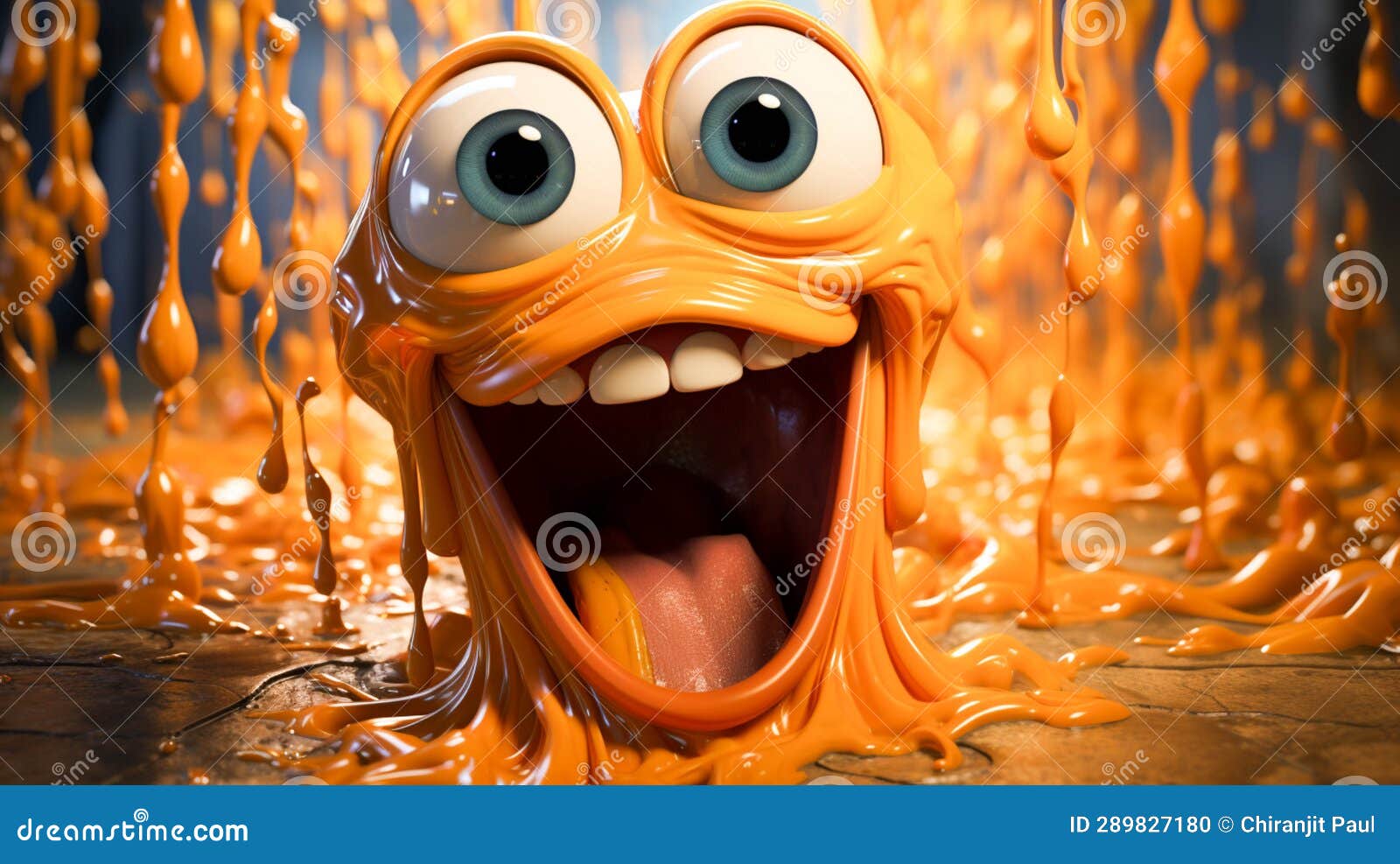 A Cartoon Character with Lots of Liquid Dripping Down Stock ...