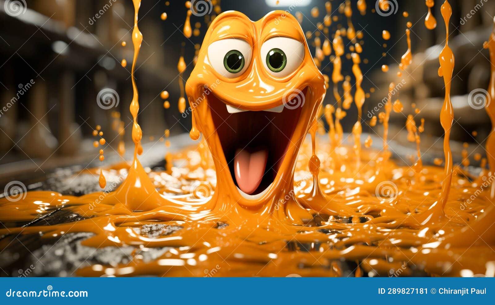 A Cartoon Character with Lots of Liquid Dripping Down Stock ...