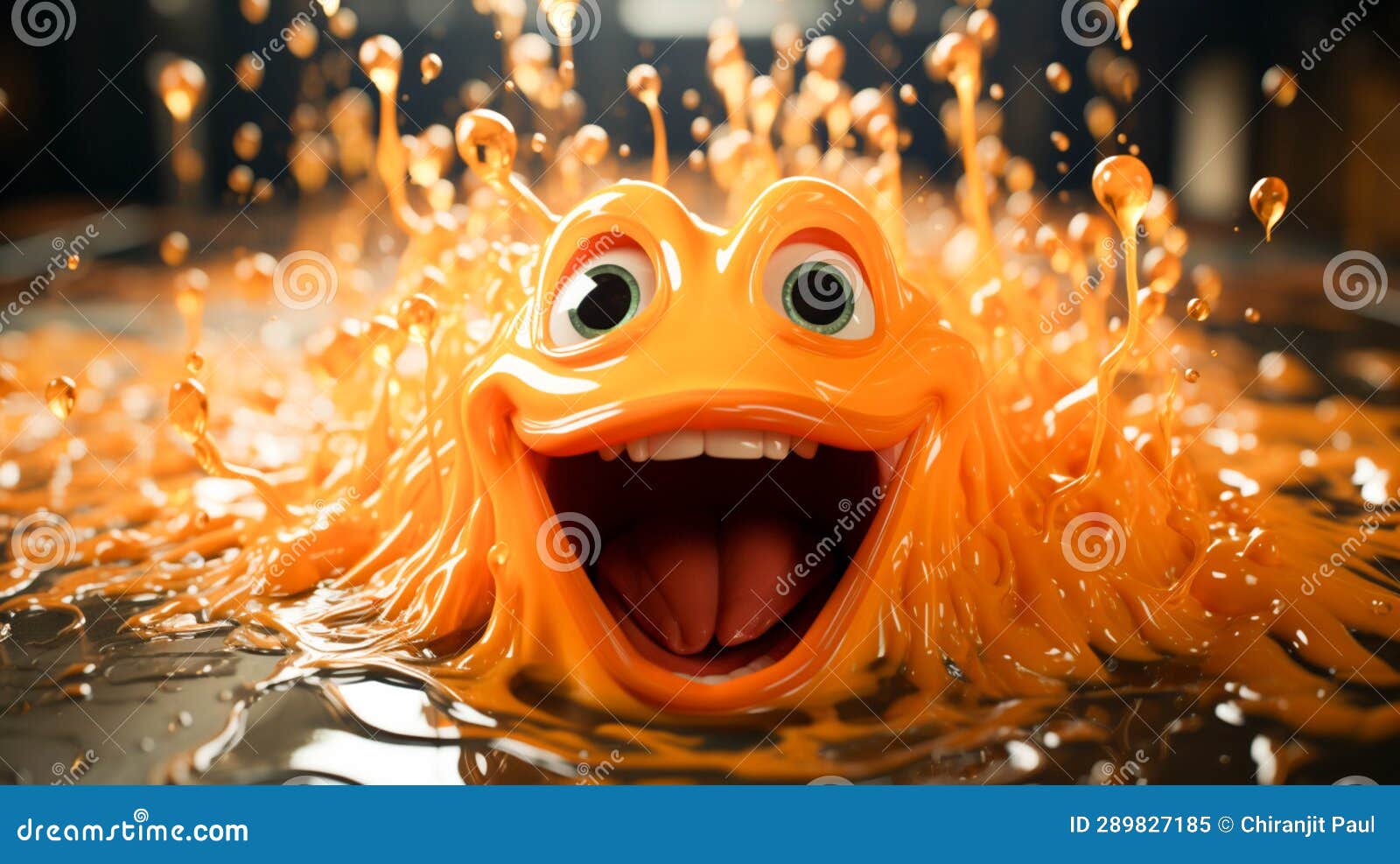 A Cartoon Character with Lots of Liquid Dripping Down Stock ...